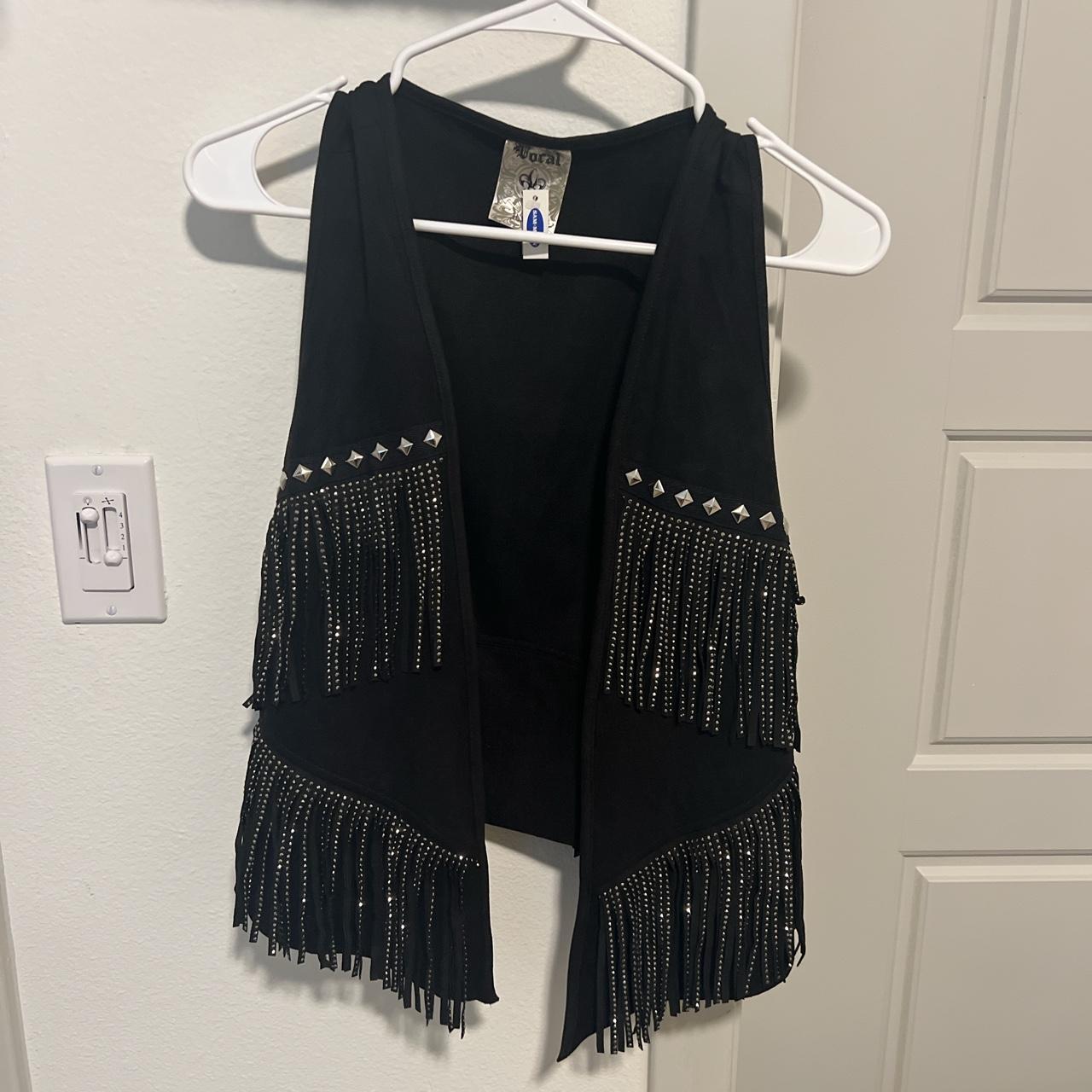 New with tag black fringe vest - Depop