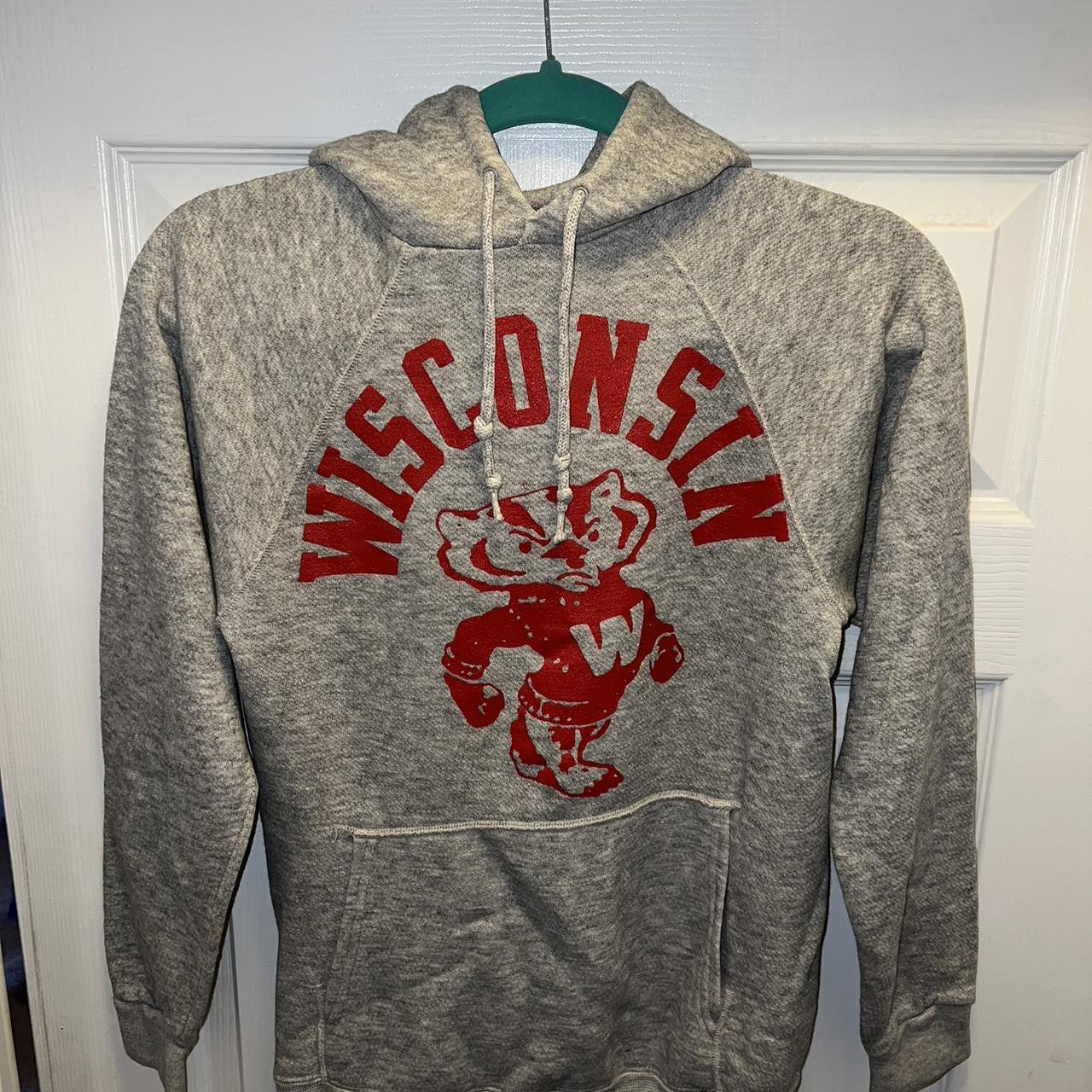 Wisconsin sweatshirt -Small -grey -vintage... - Depop