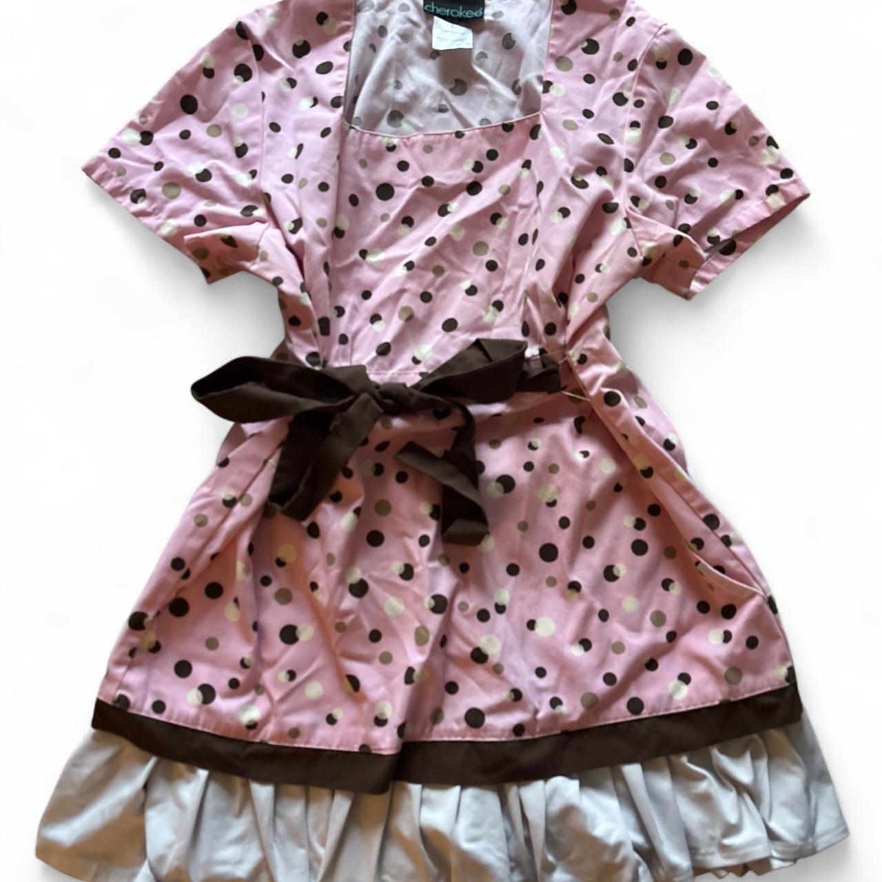 Cherokee pink and brown Neapolitan polka dot top... | Depop