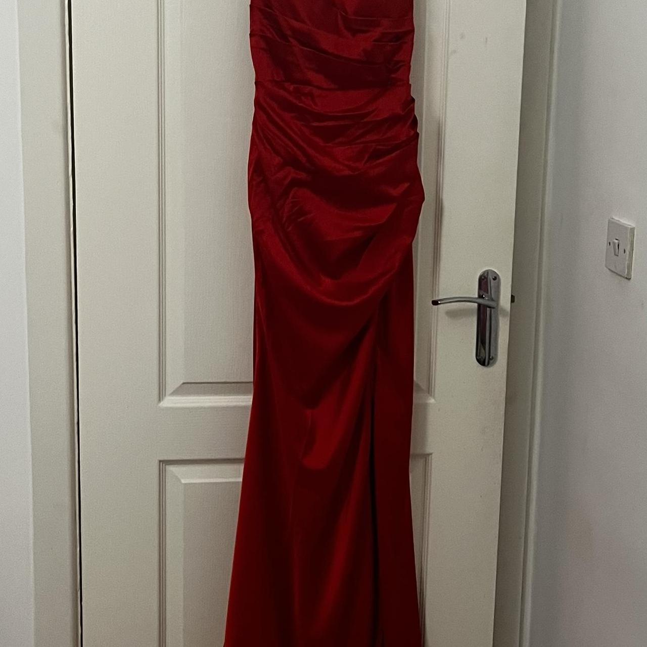 Stacees red prom dress with thigh slit Never... - Depop