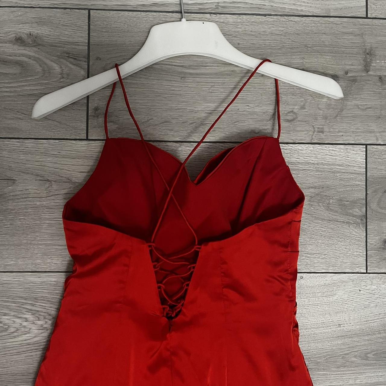 Stacees red prom dress with thigh slit Never... - Depop
