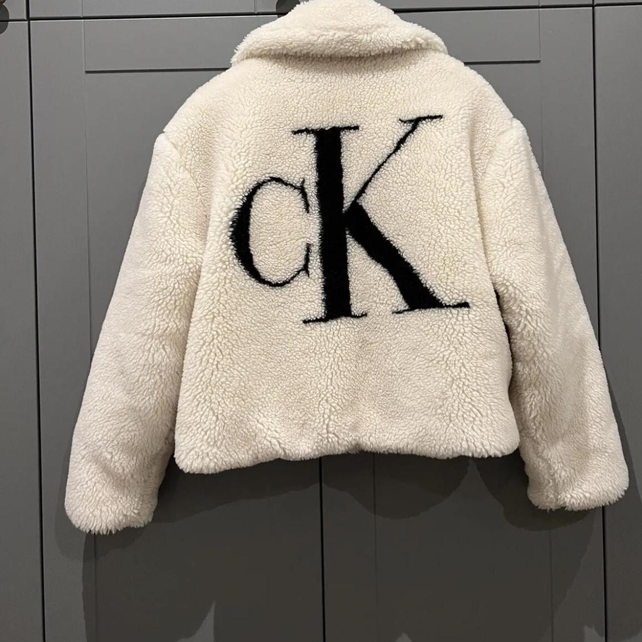 Calvin Klein Off White Ecru Faux Fur Teddy Sherpa