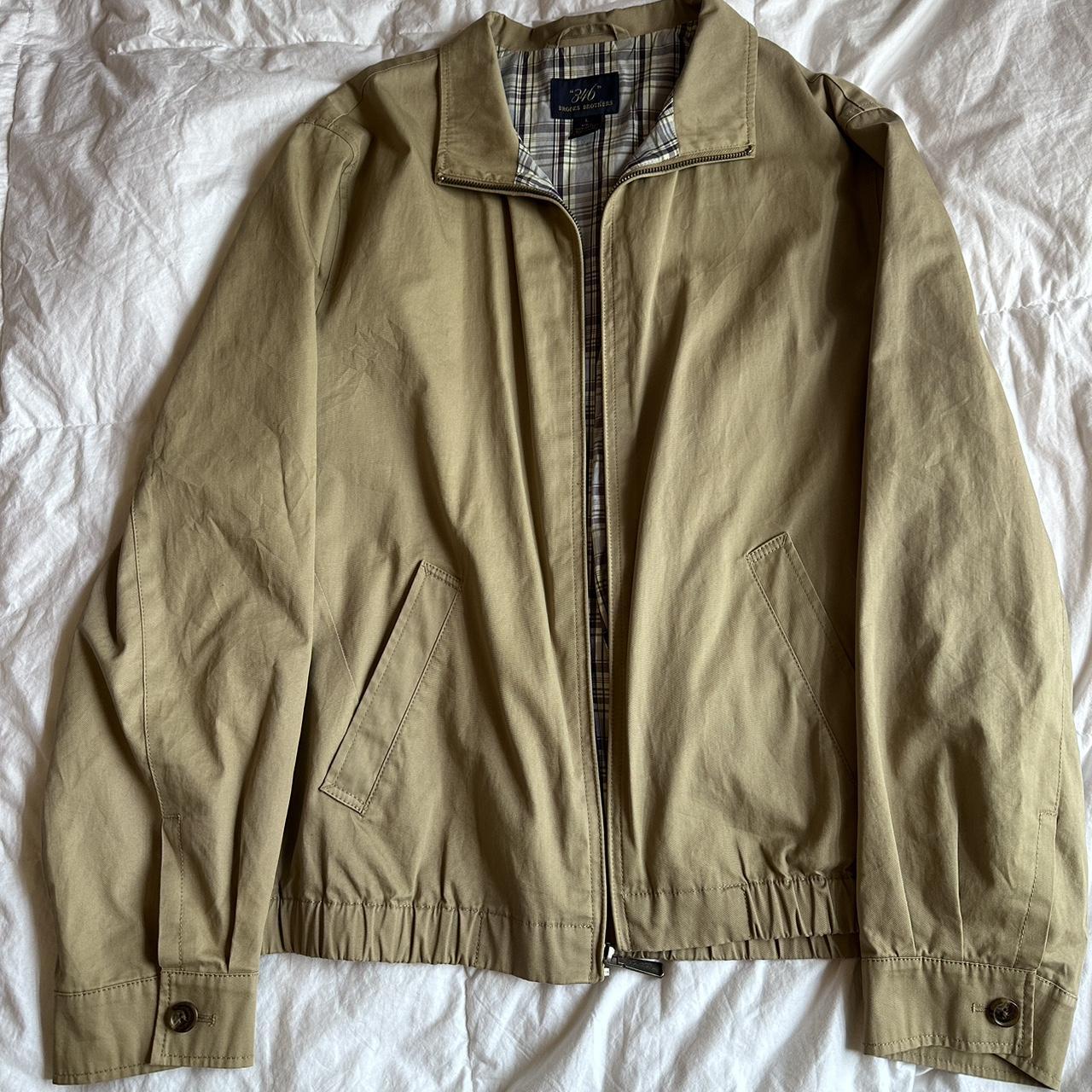 Brook Brothers 346 Khaki Zip Up Jacket Size L... - Depop