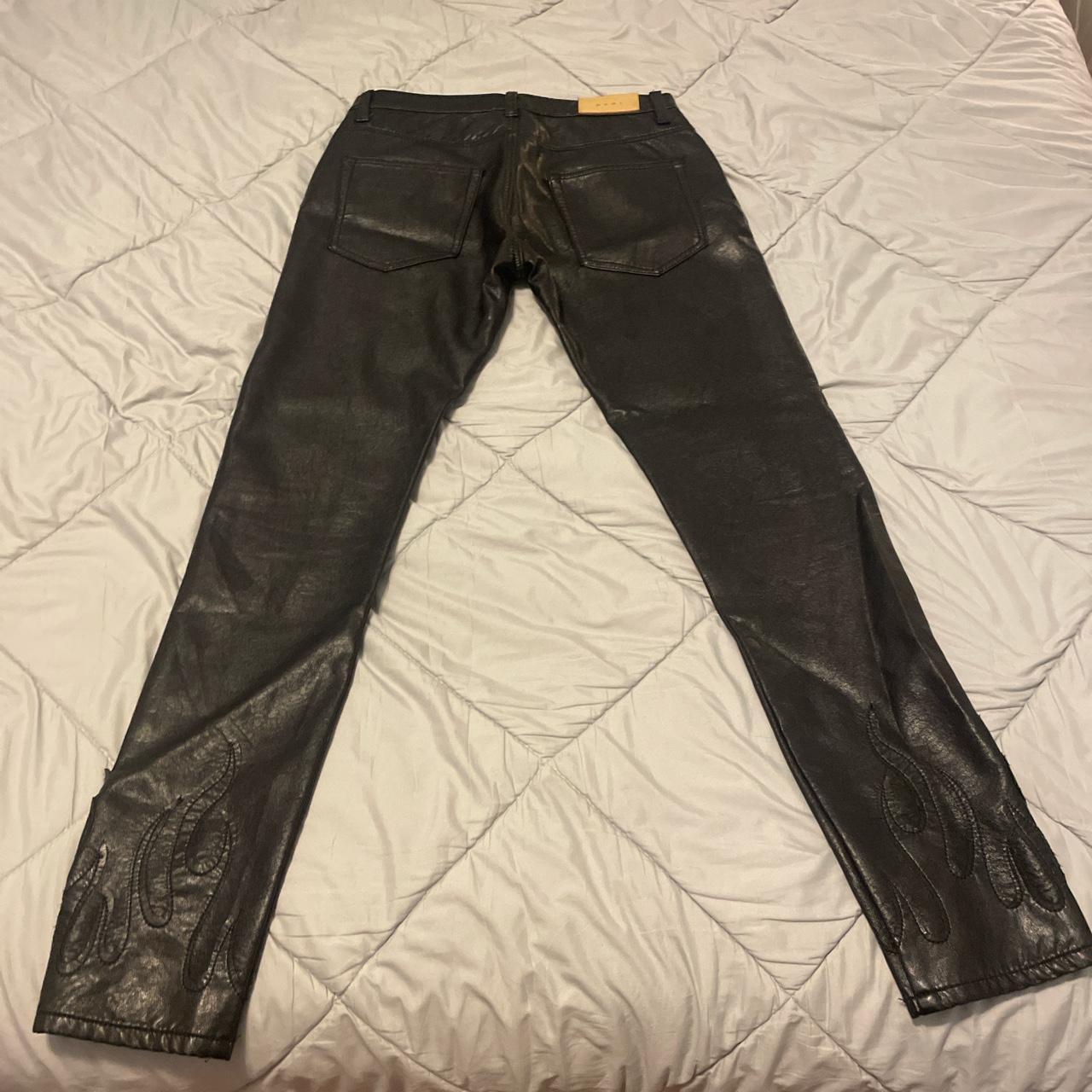 MNML leather flare black pants Waist:30 - Depop