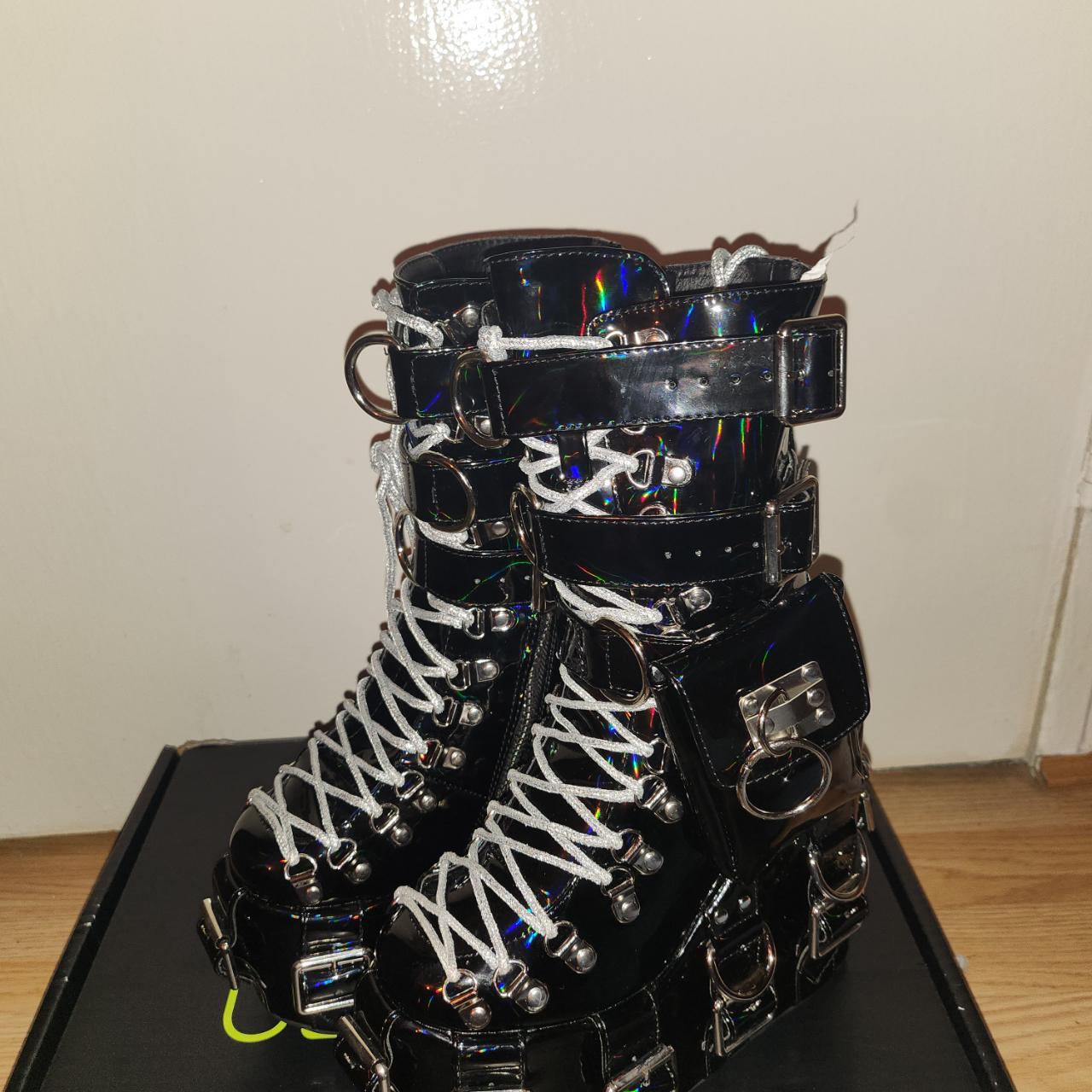 DOLLS KILL Darkest Bounty Holographic Traitor Boots... - Depop