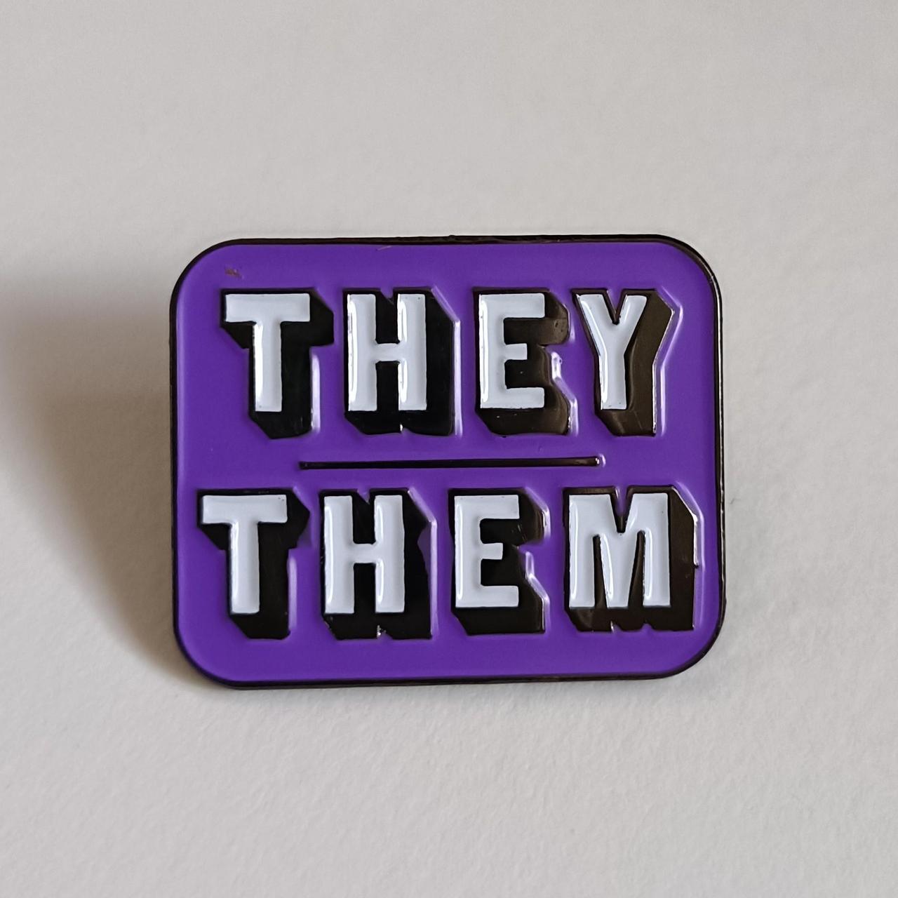 PRIDE 🌈 silver metal purple they/them NB enby non... | Depop