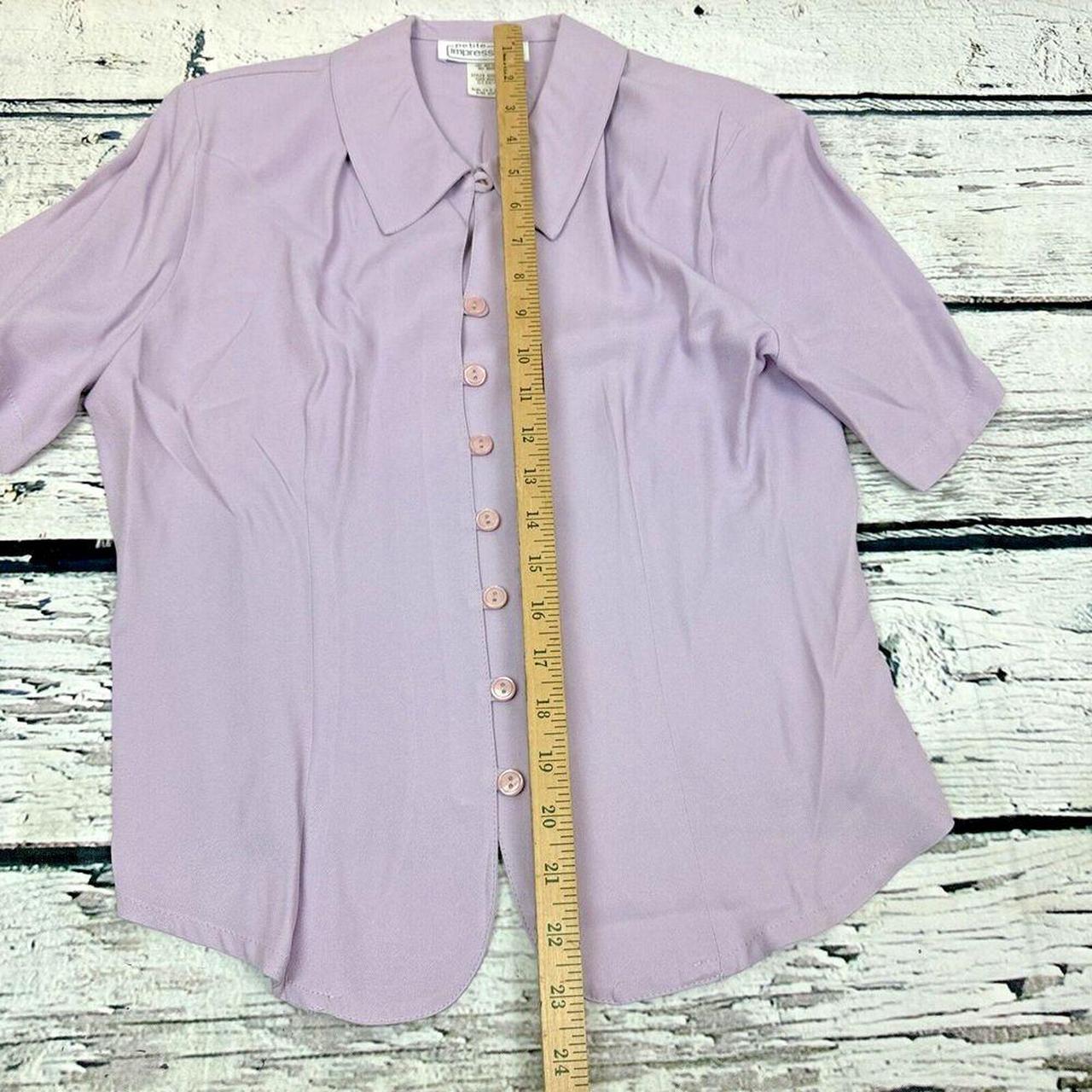 Petite Impressions Women’s Purple Button Up Blouse... - Depop