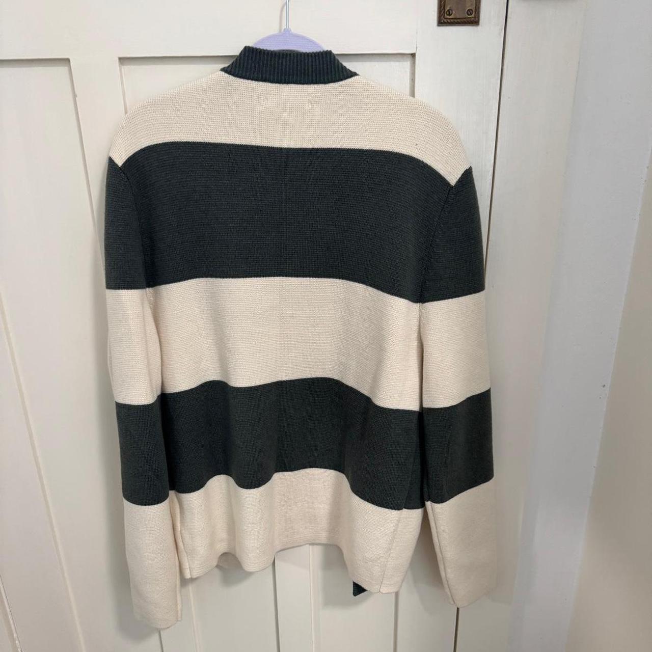 COS Green and Cream Striped Cardigan Brand new with... - Depop