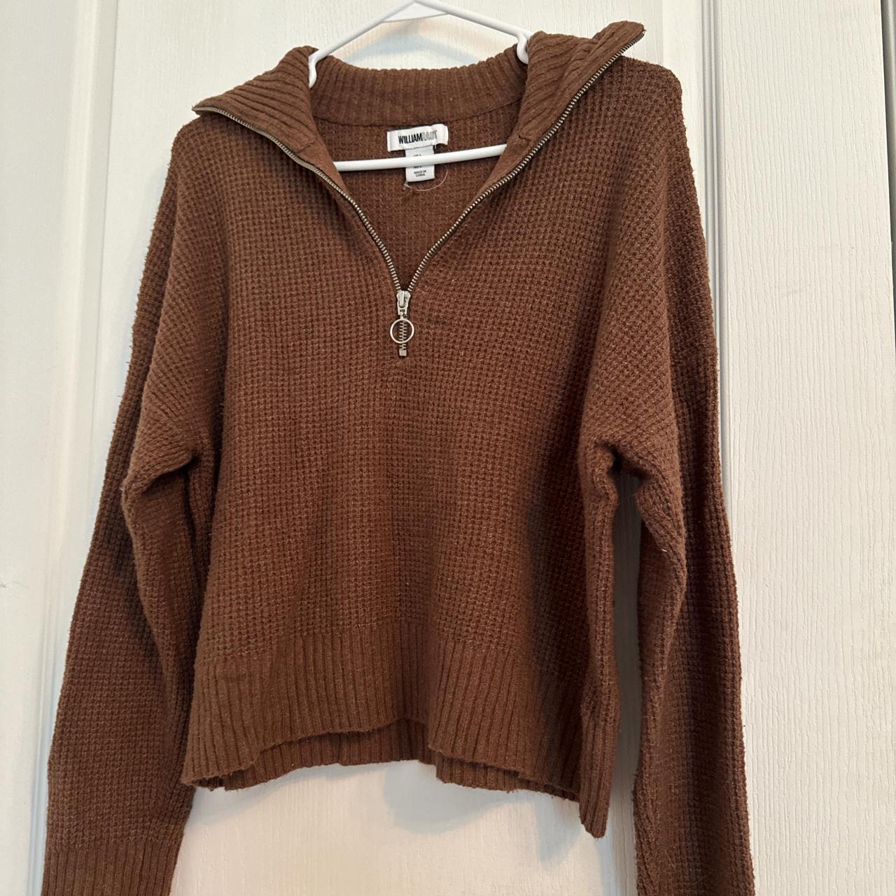 brown half zip sweater size large message with... - Depop