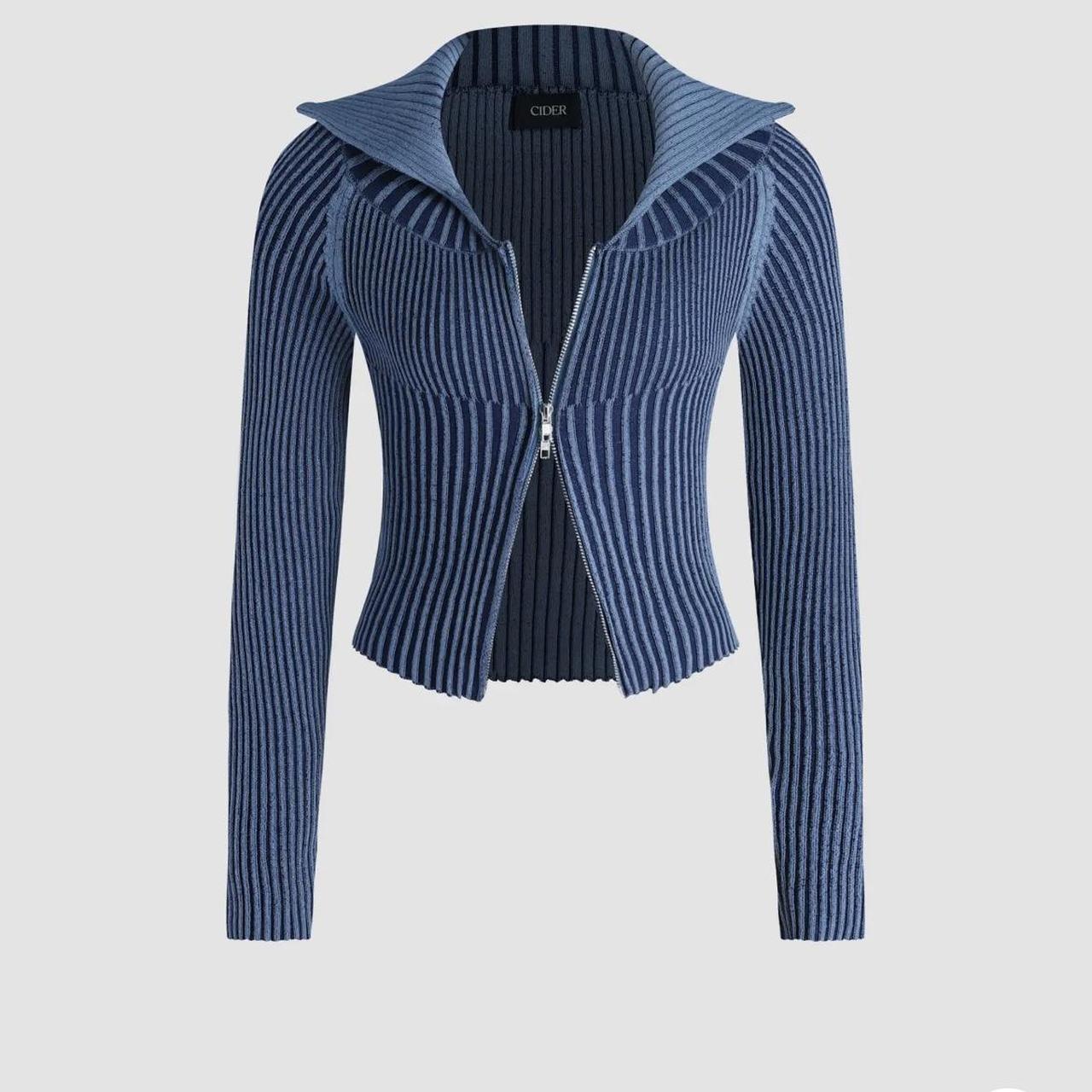 Navy ribbed top with zip •Brand new / hardly... - Depop