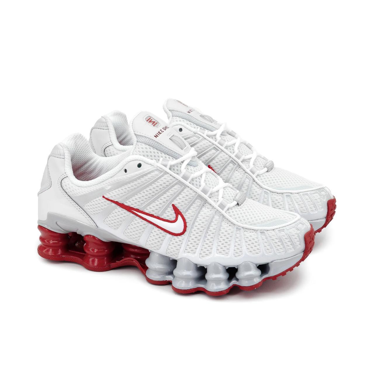 Nike SHOX Platinum Tint/White-Gym-Red Mens US 12,... - Depop
