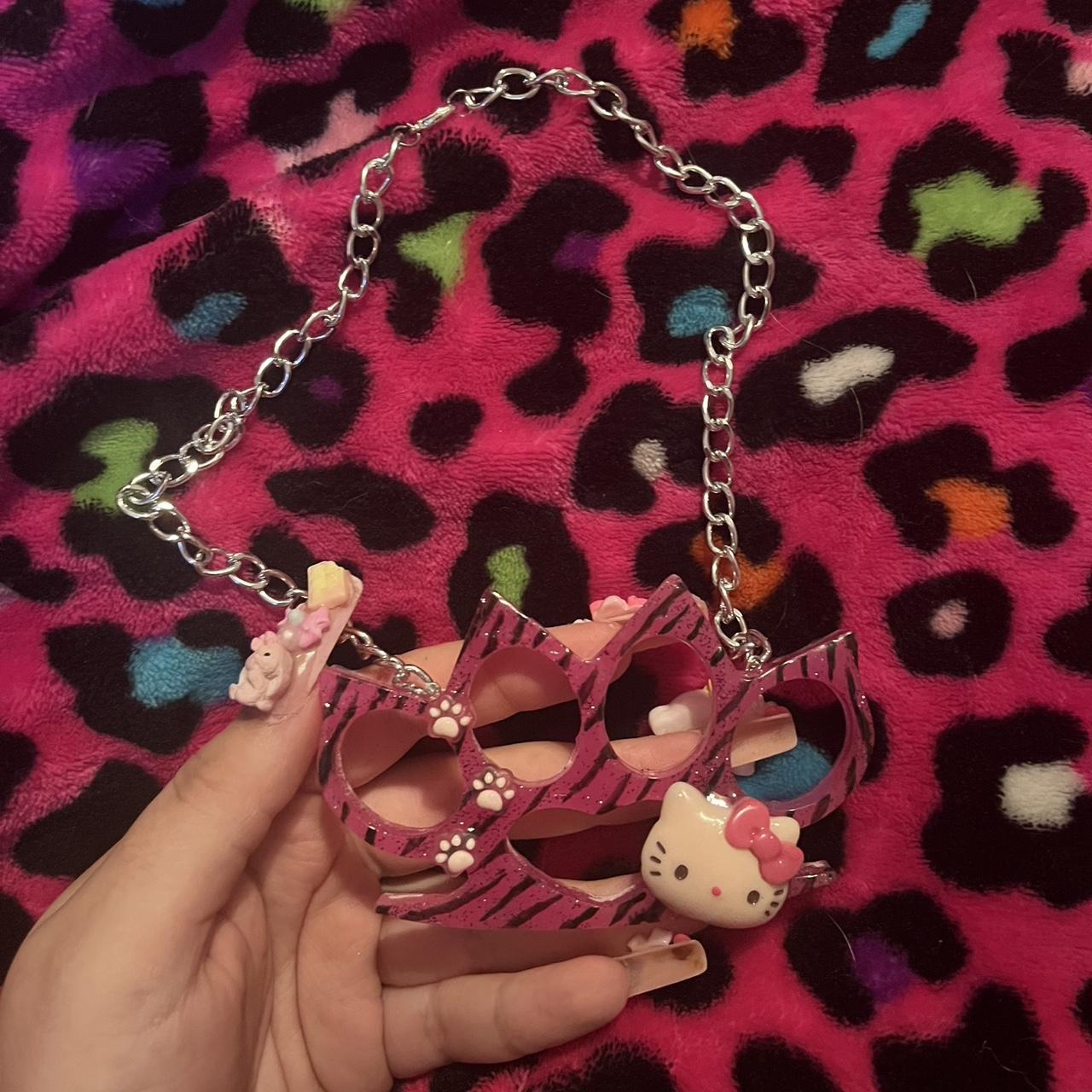 #y2k#scene#mcbling#emo#hellokitty pink zebra print... - Depop