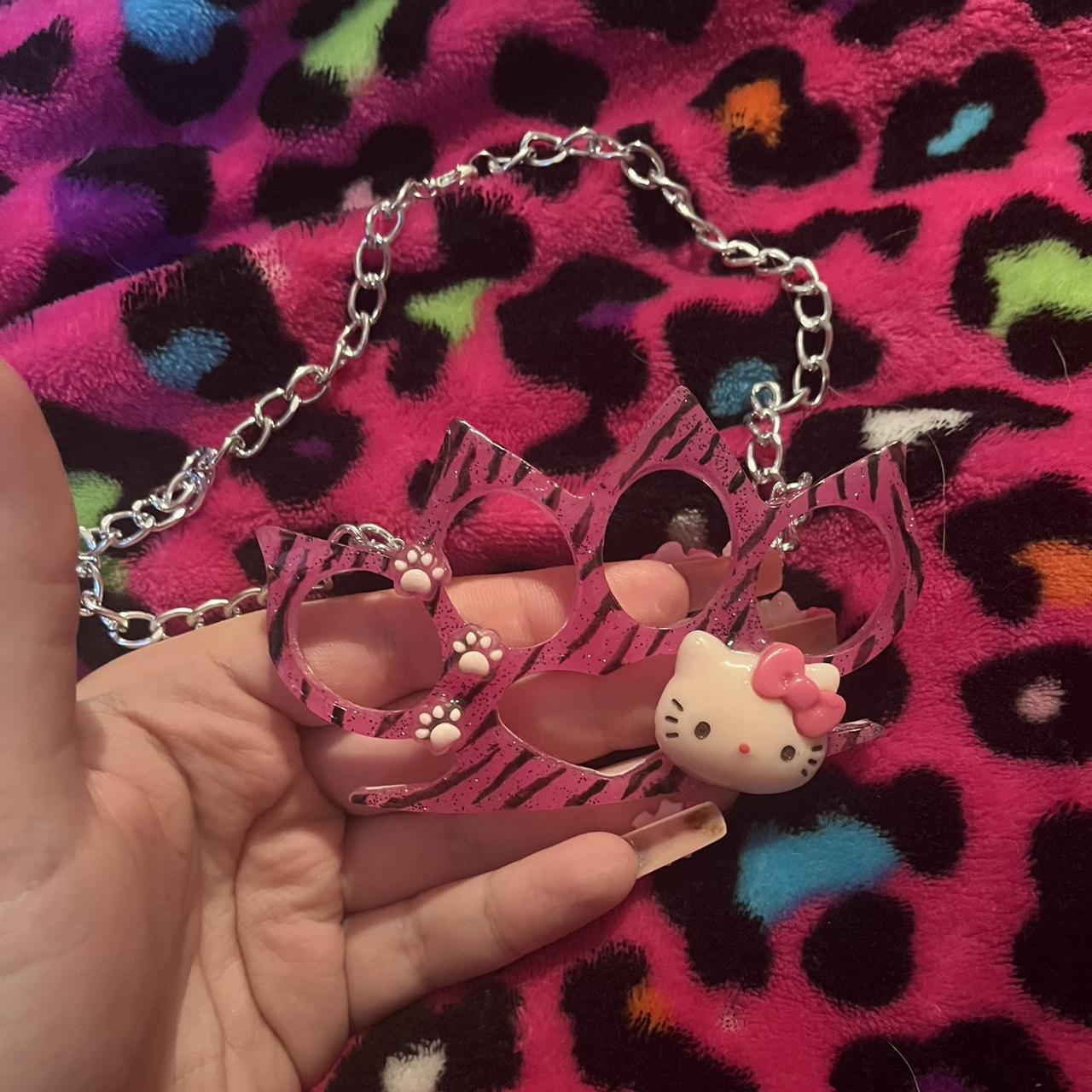 #y2k#scene#mcbling#emo#hellokitty pink zebra print... - Depop