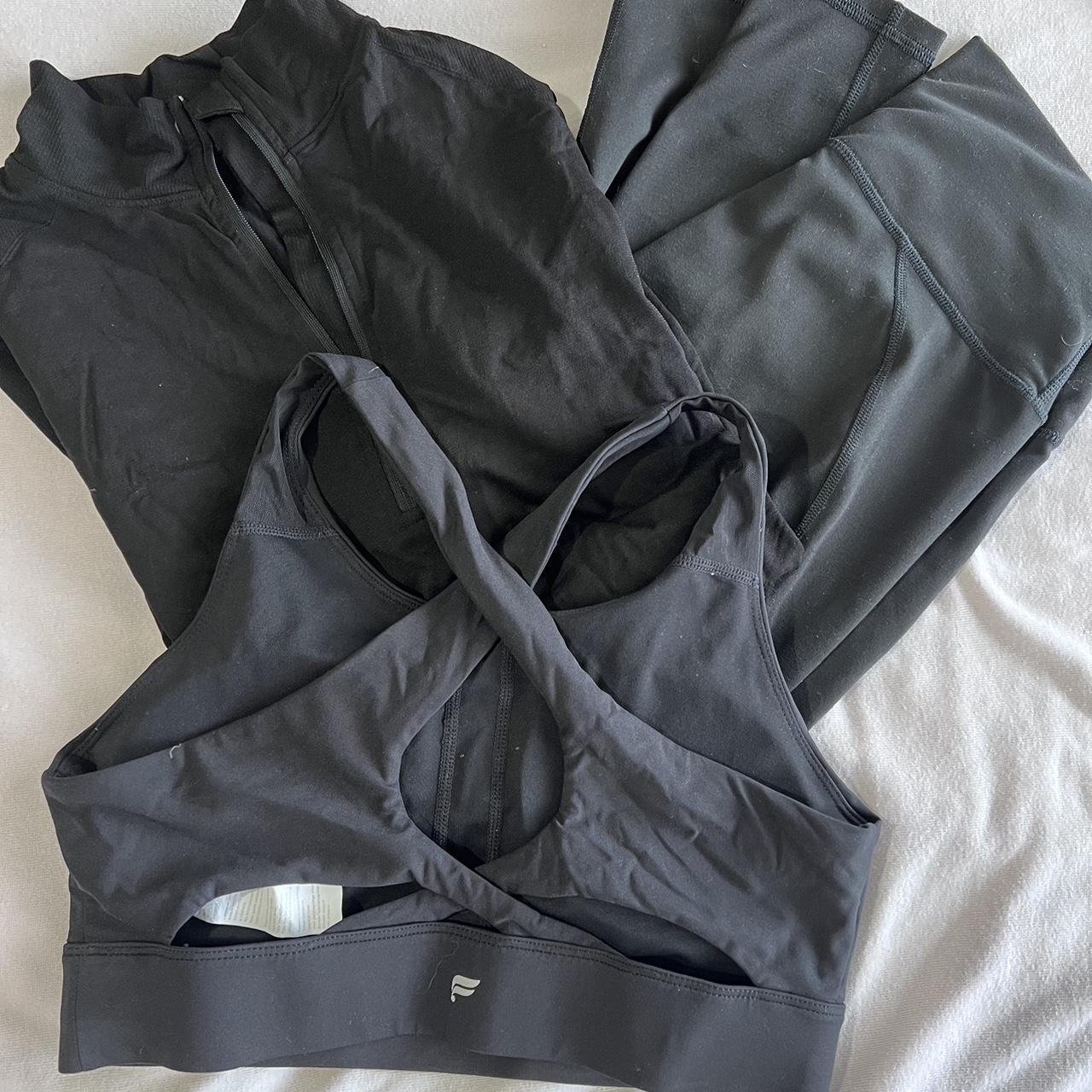 Fabletics Black Workout Bundle (sports bra, quarter... - Depop
