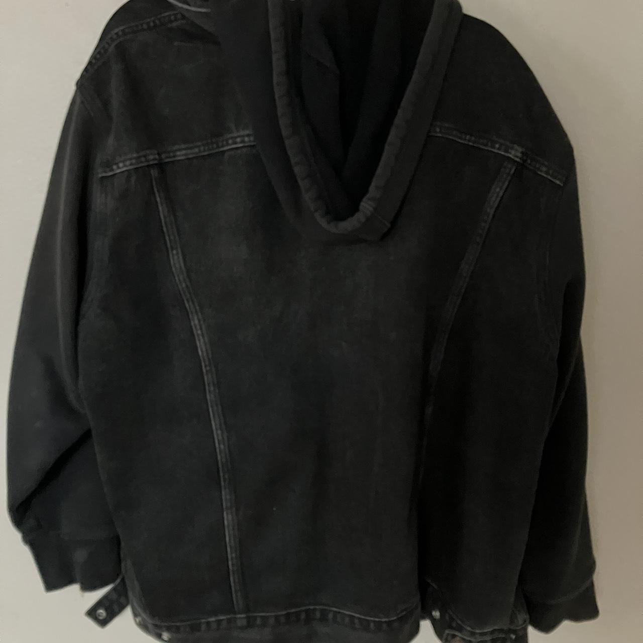 🪩 men’s XXL Levi’s black hooded denim jacket - Depop