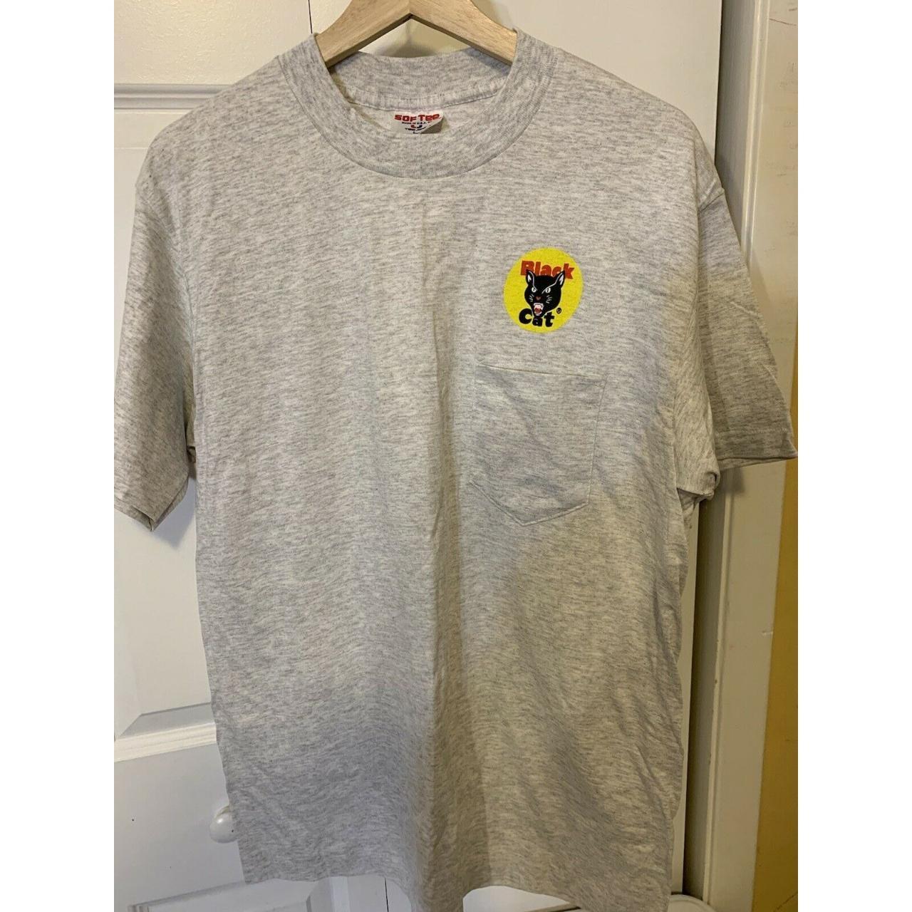 Vintage Black Cat Firecrackers T Shirt Fireworks... - Depop