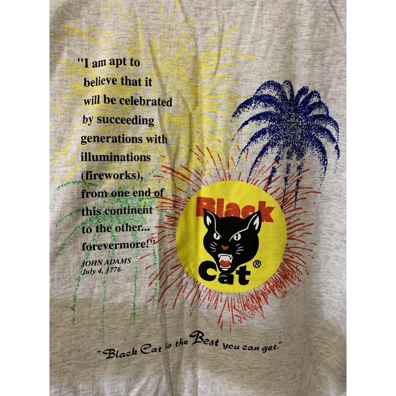Vintage Black Cat Firecrackers T Shirt Fireworks... - Depop