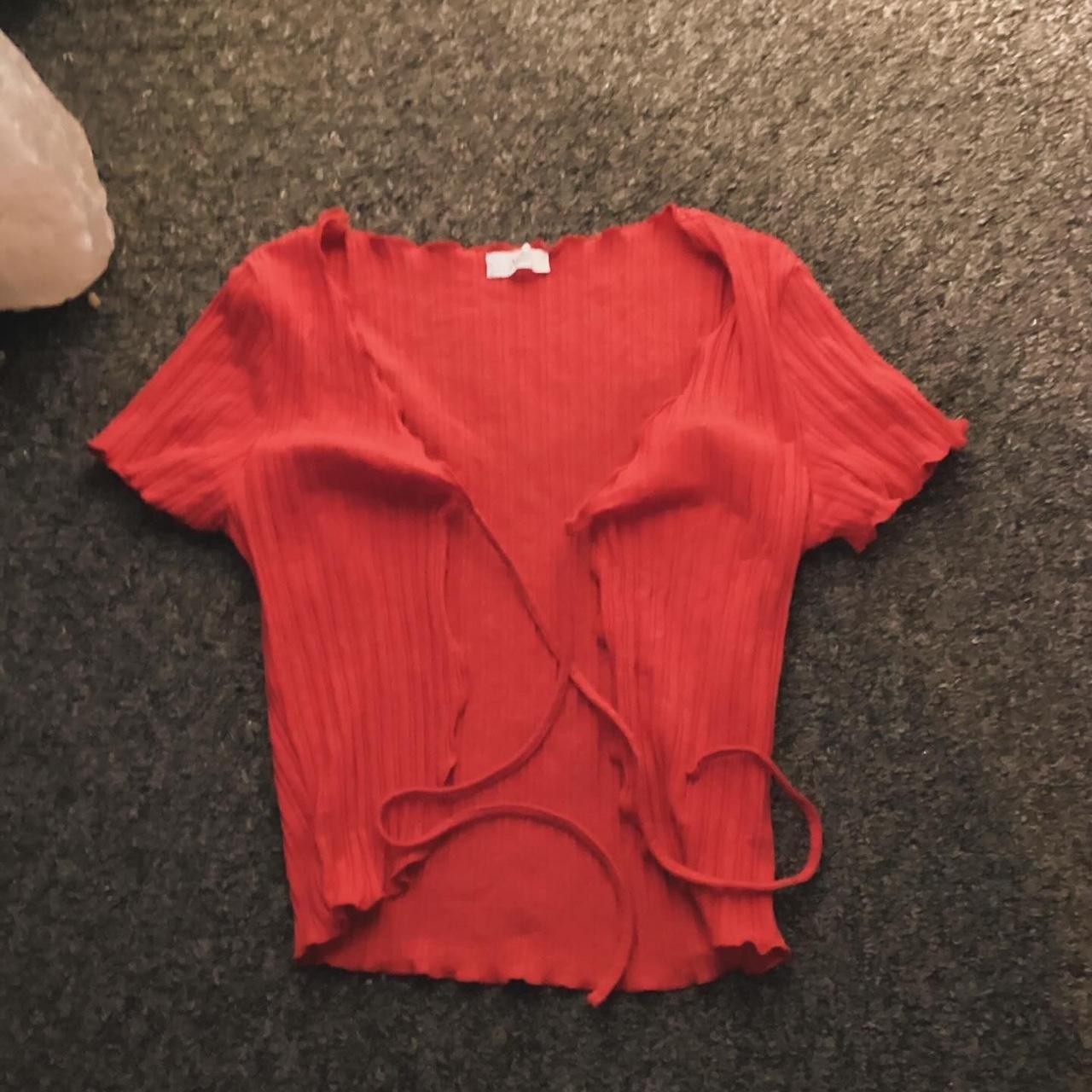 Cute red cover up shirt - Depop