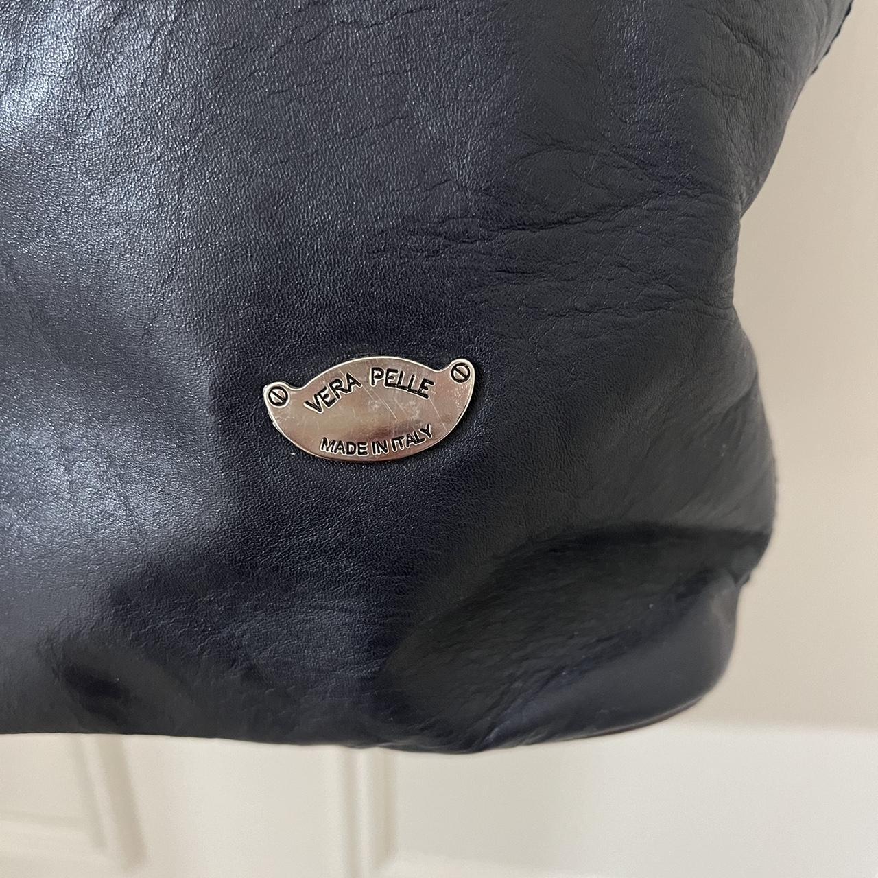 Vera Pelle shoulder bag navy and brown used but in... - Depop
