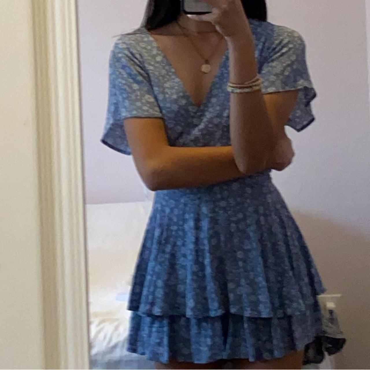 alter’d state blue floral mini dress - Depop