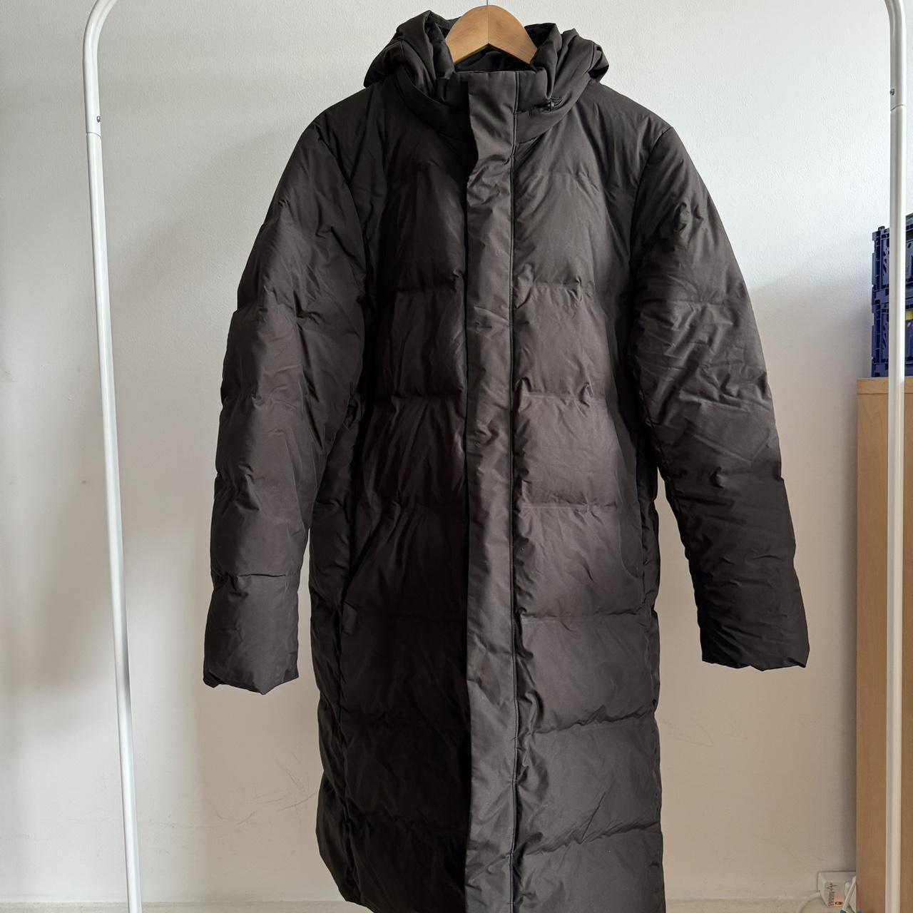 UNIQLO brown long puffer down coat size men’s small... - Depop