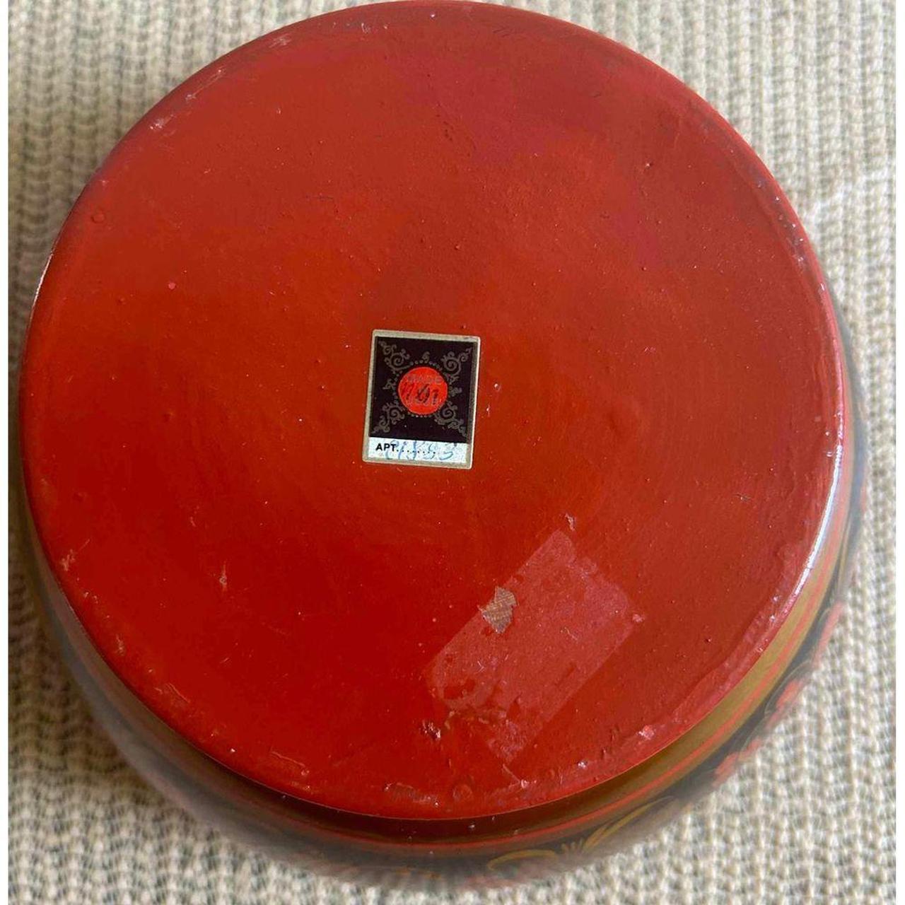 Russian Laquer Painted Wood Bowl Red Black Gold Folk... - Depop