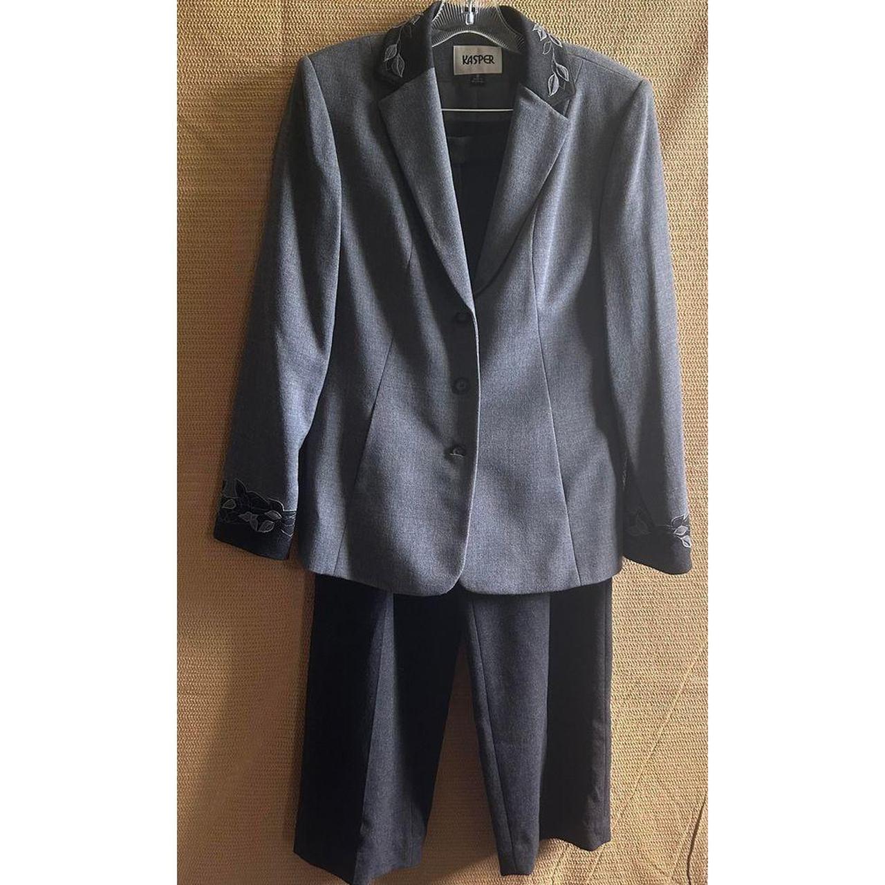Kasper 2pc Suit Grey Jacket and Pants Set... - Depop