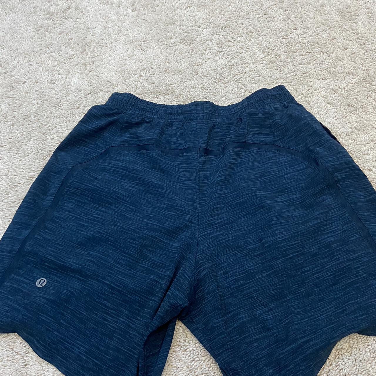 Size medium - Lululemon Navy Blue Running Shorts - Depop