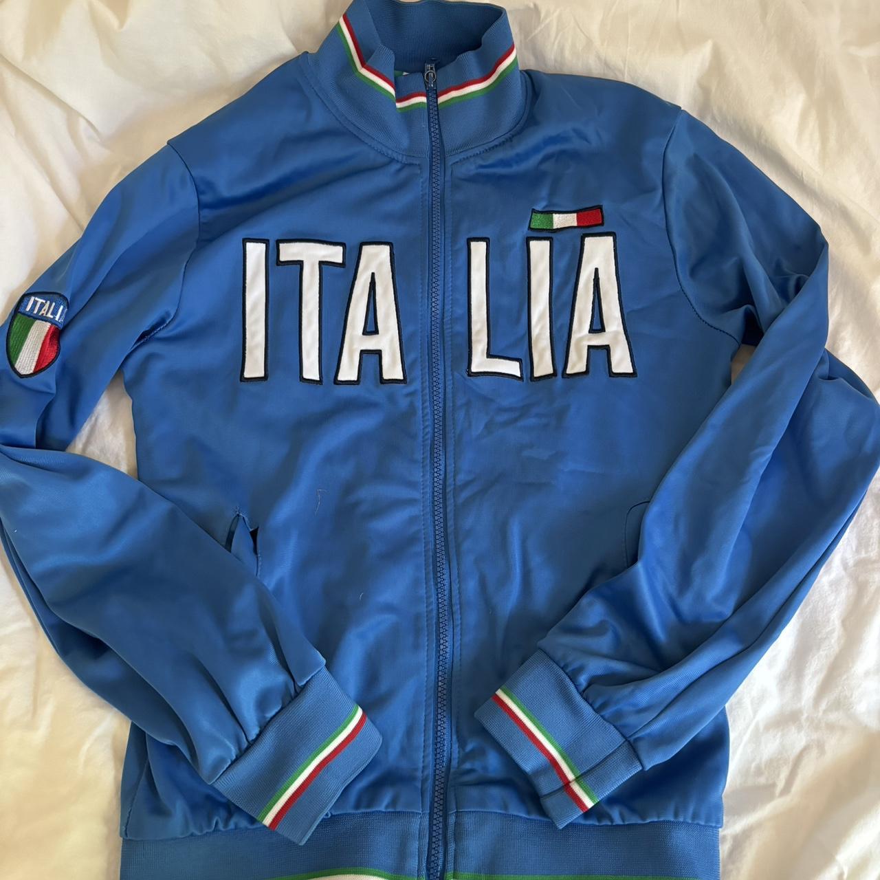 Blue and white vintage Italian track jacket #italy - Depop