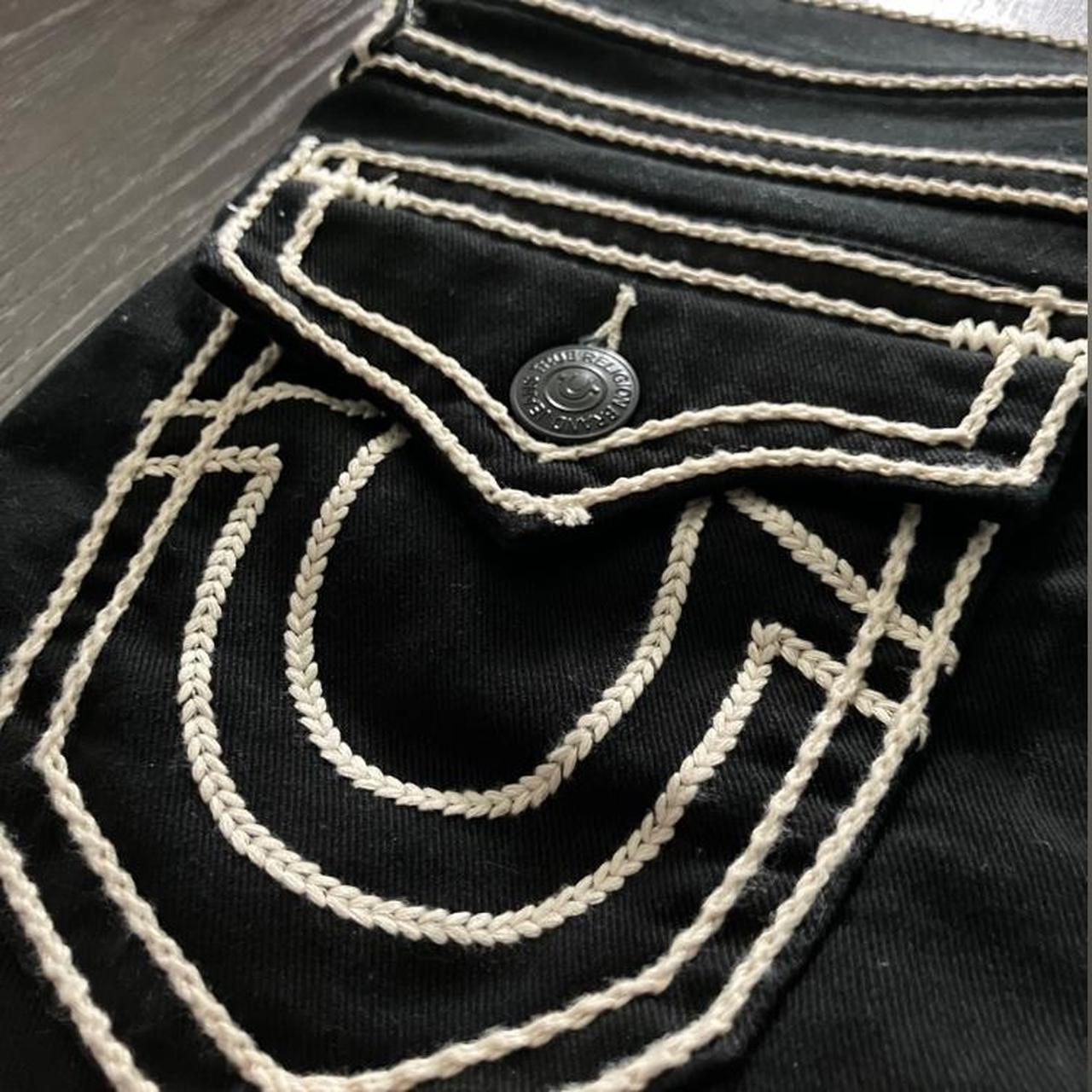 black n white rope stitch true religion jeans open... - Depop