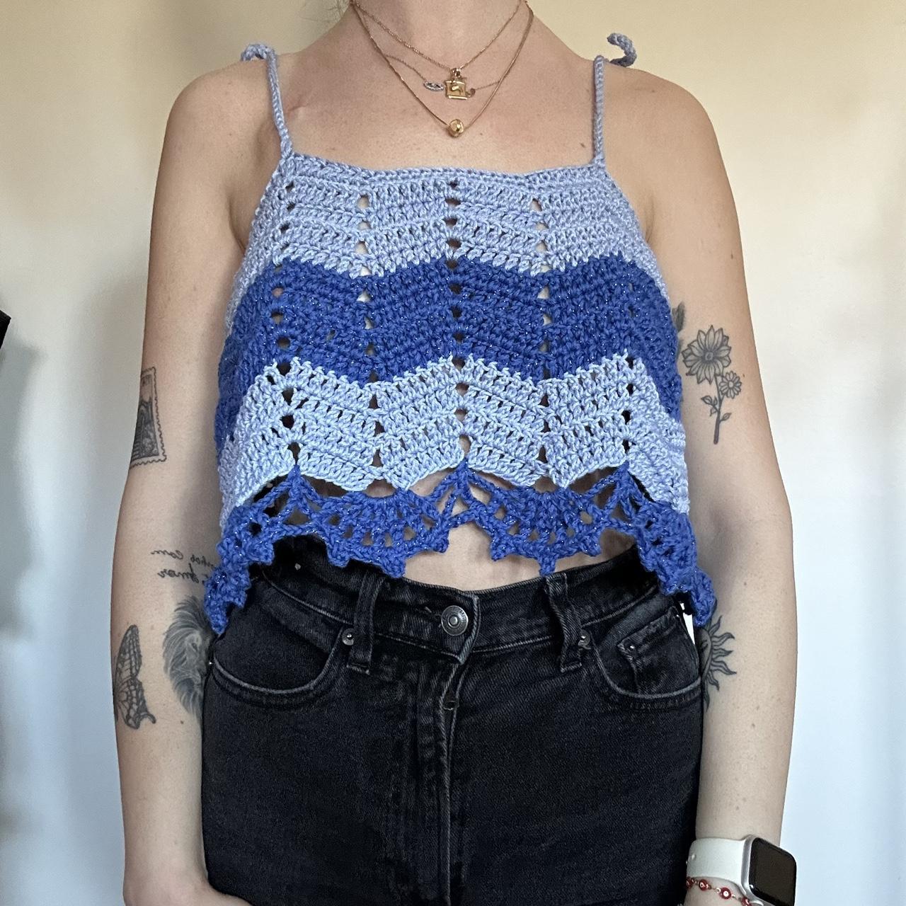 Handmade Crochet Chevron Top •Made with 100%... | Depop