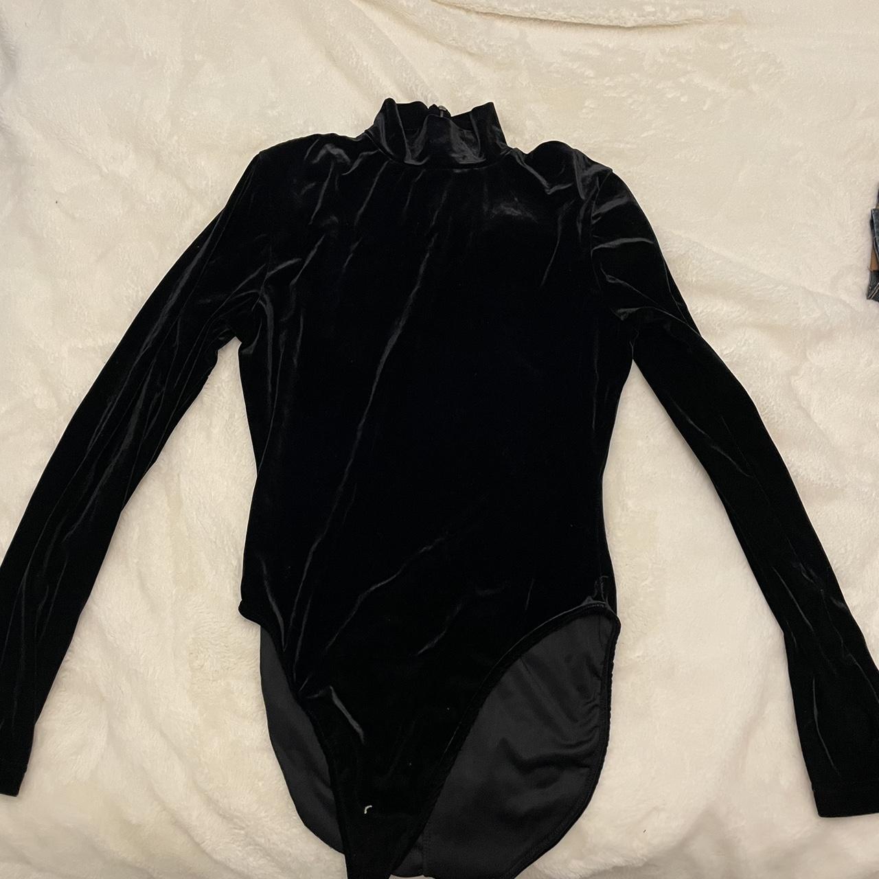 The limited Black velvet turtle neck body suit - Depop