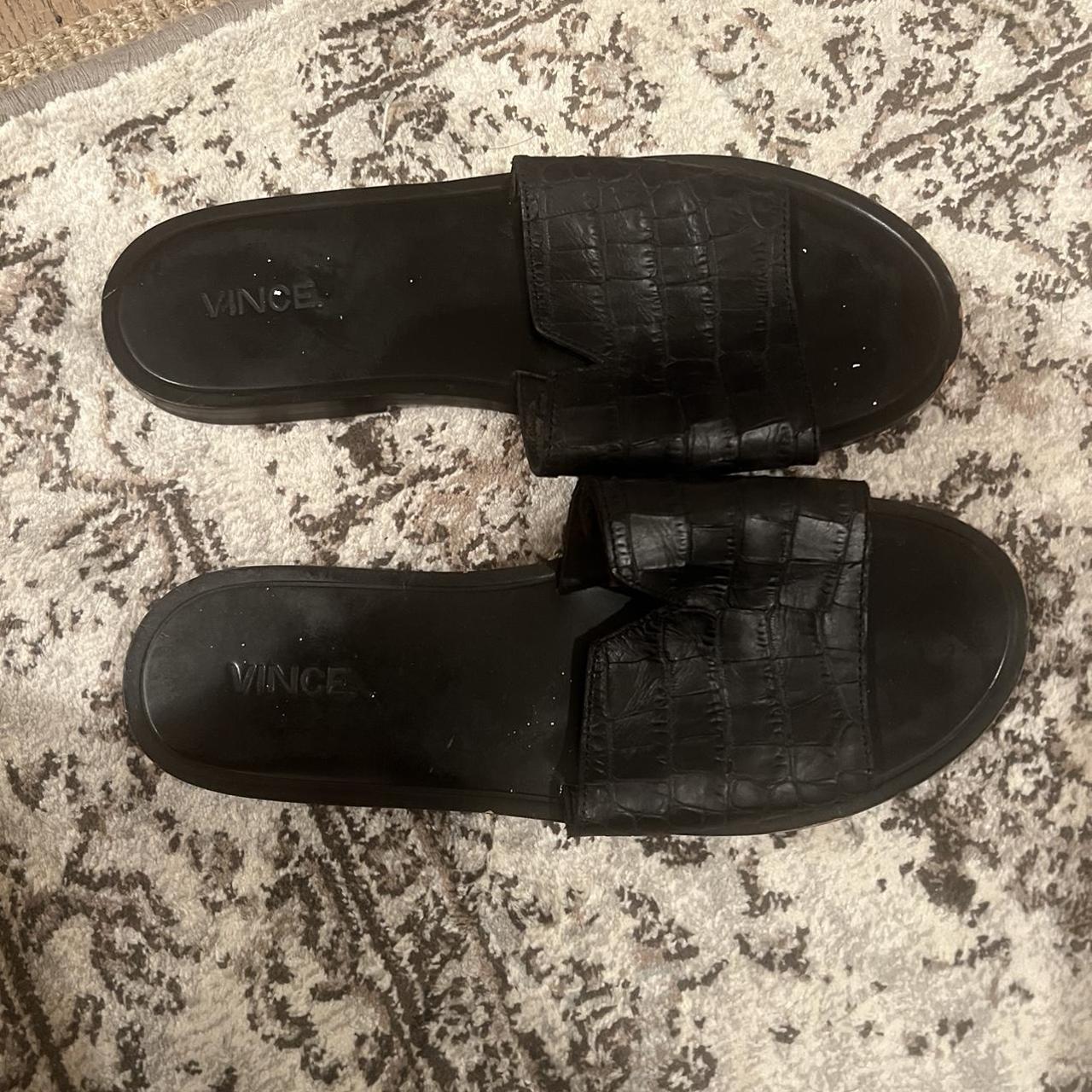 black snake skin VINCE slides. super cute and easy... - Depop