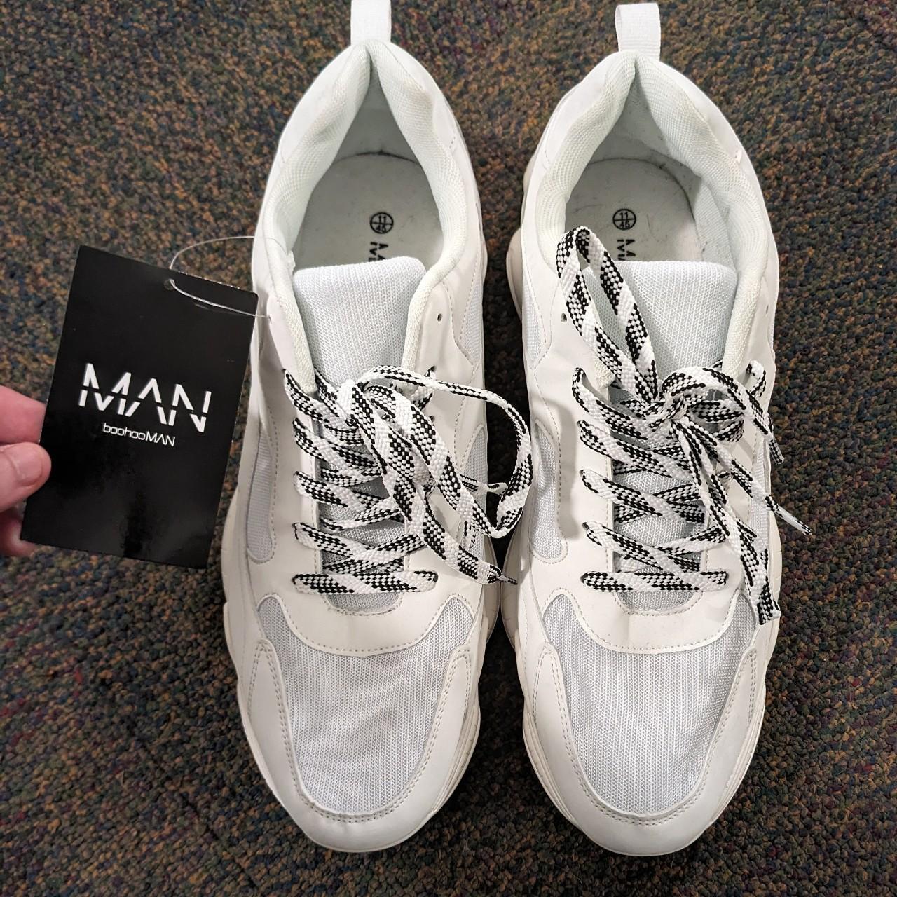 NWT (no box) BoohooMAN Reflective Chunky Trainers... - Depop