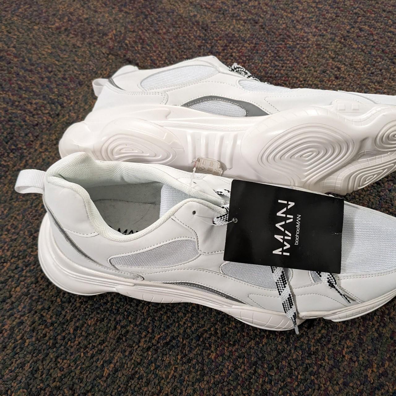 NWT (no box) BoohooMAN Reflective Chunky Trainers... - Depop