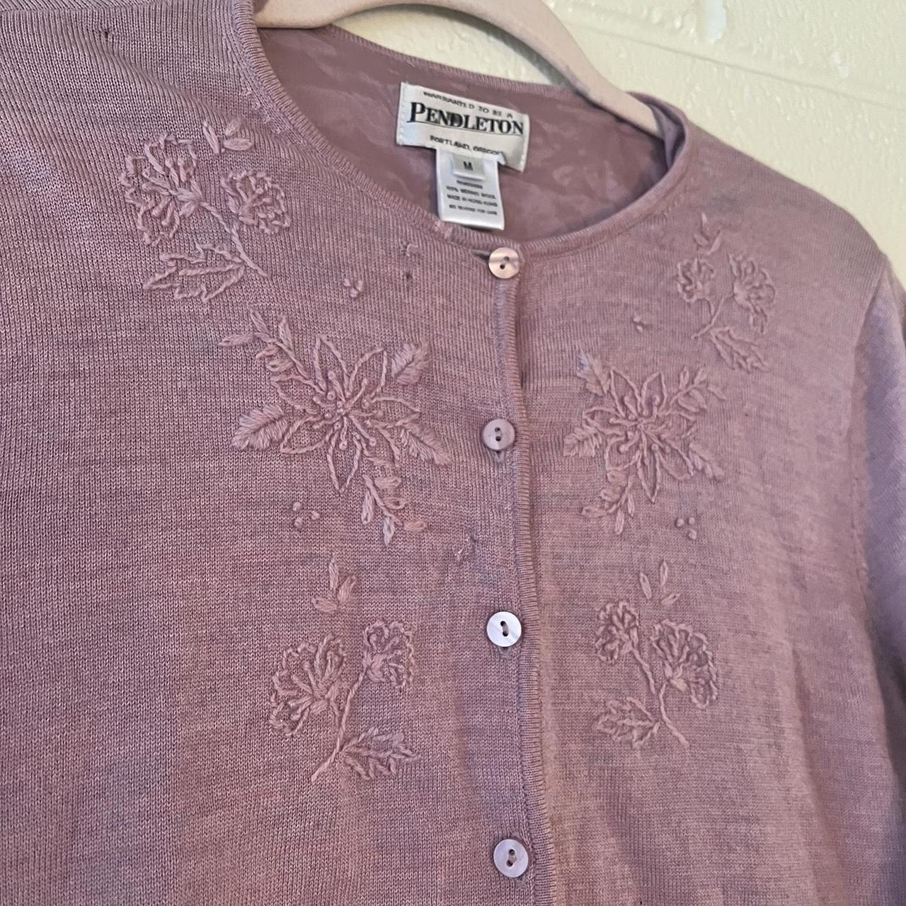 Pendleton Women's Pink and Purple Cardigan | Depop
