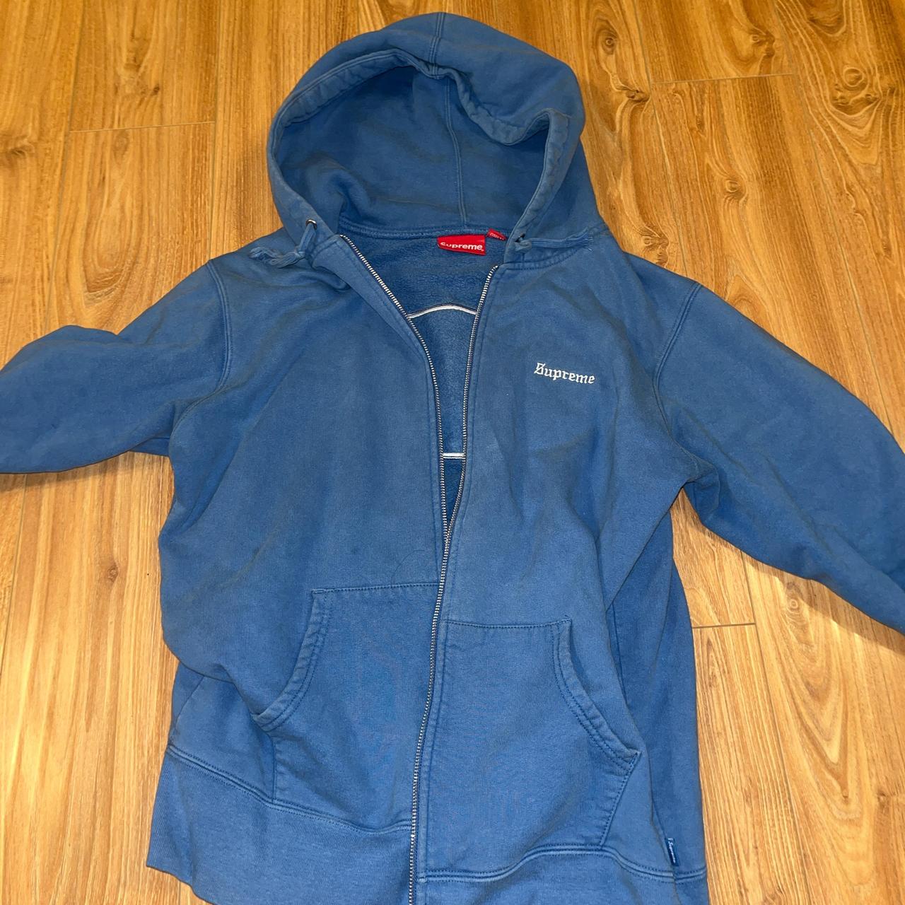 Supreme Blue 666 jacket, custom X spray-painted,... | Depop