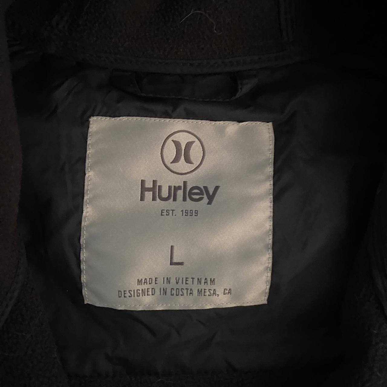 Large Black/Grey Hurley puffer jacket #hurley... - Depop