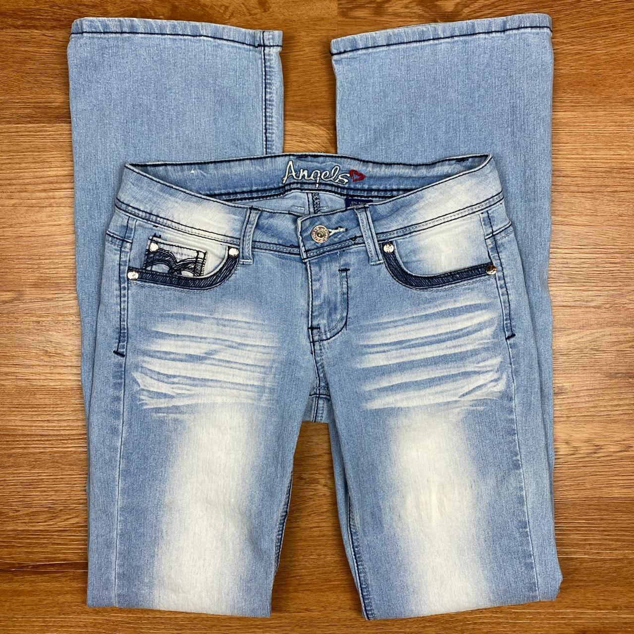 y2k low rise bootcut angels jeans! 🦠size: tagged... - Depop