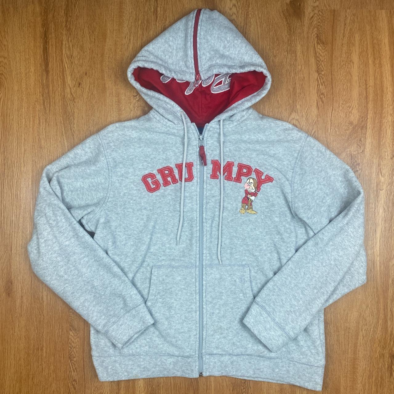 y2k grumpy zip-up hoodie! *hoodie unzips, please... - Depop