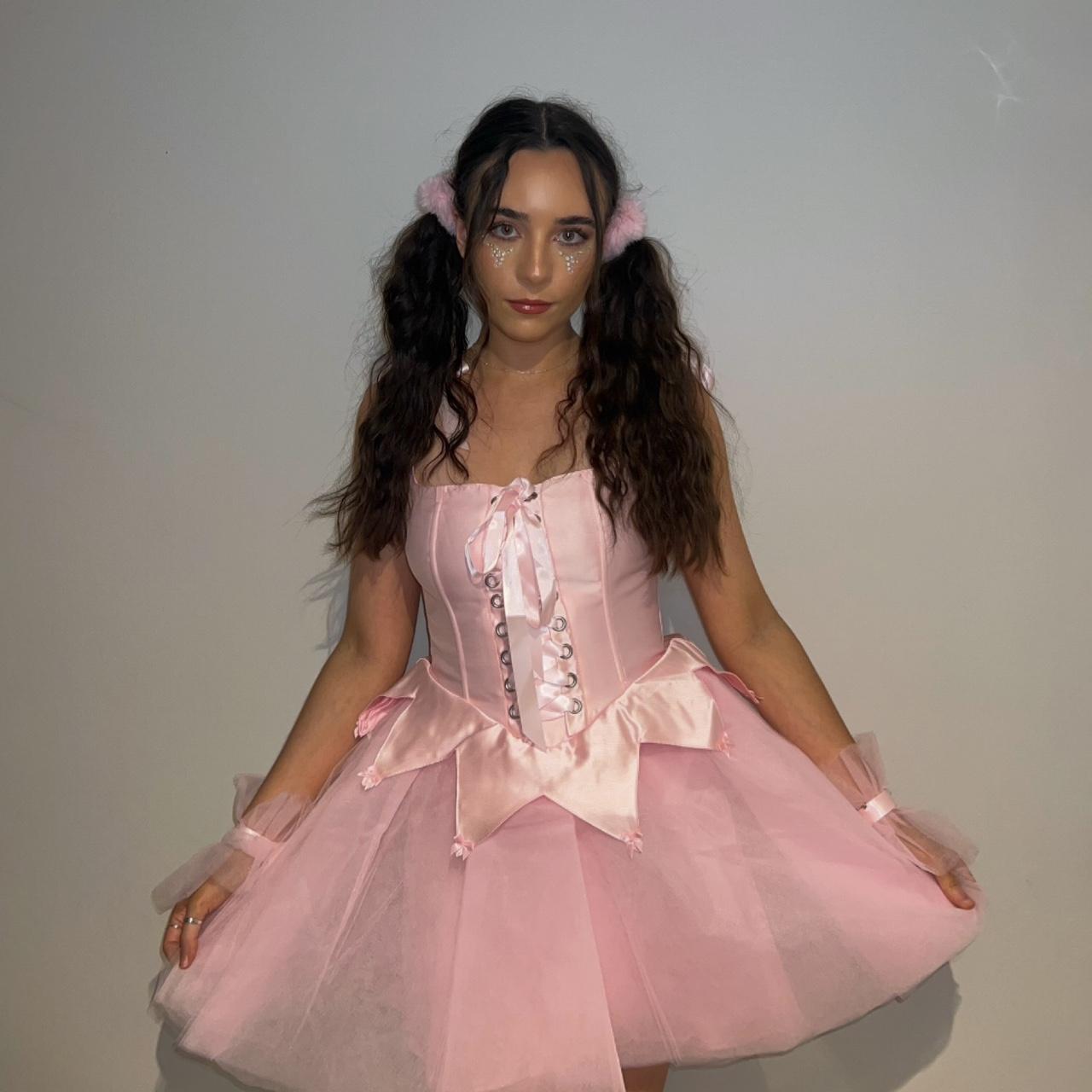 Dolls Kill corset dress with tutu in pink. Worn once... - Depop