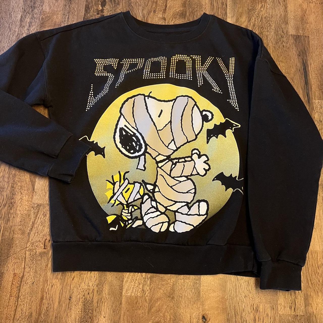 Super cute spooky Snoopy sweater size small - Depop