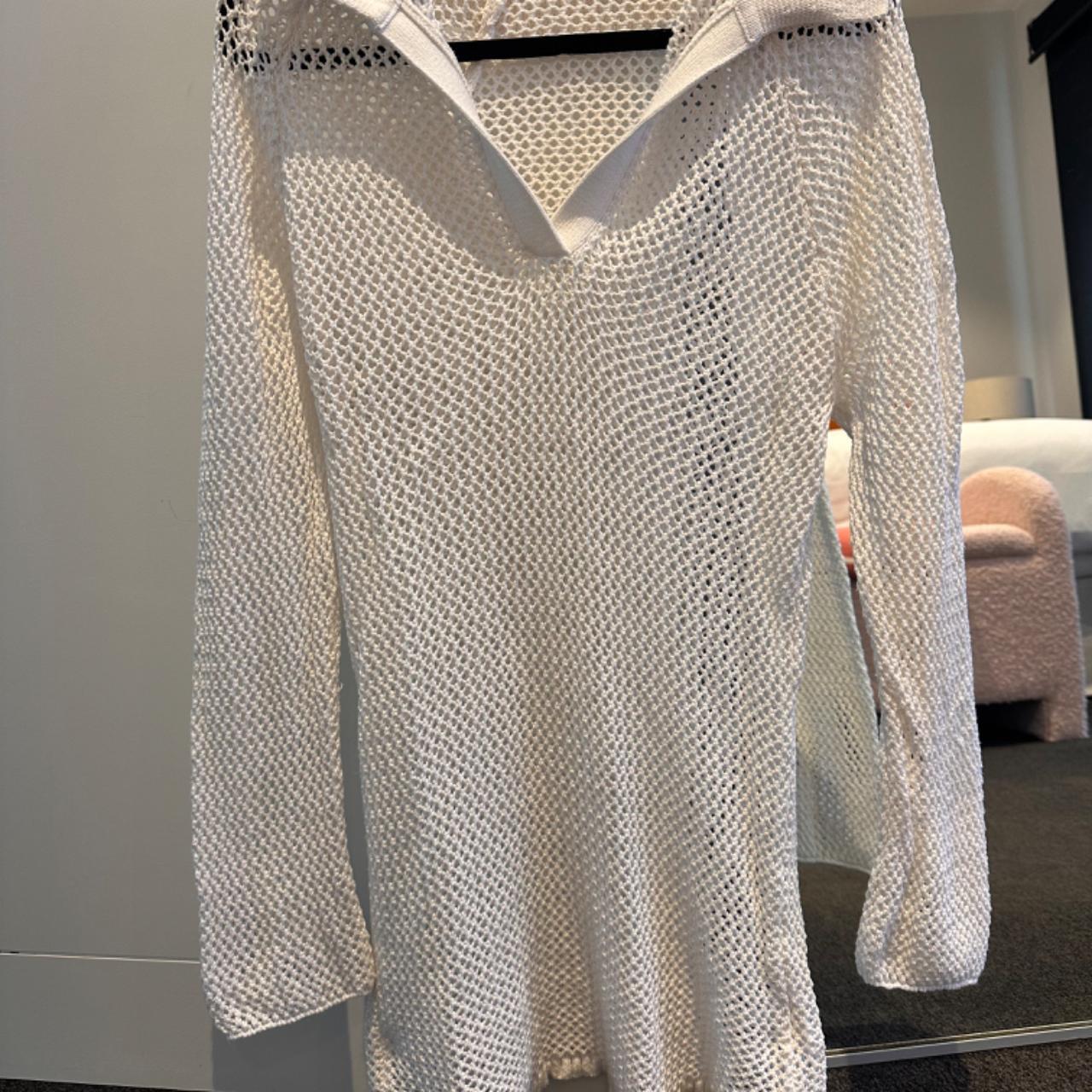 Venroy White Crochet Beach Cover up in XS - Depop