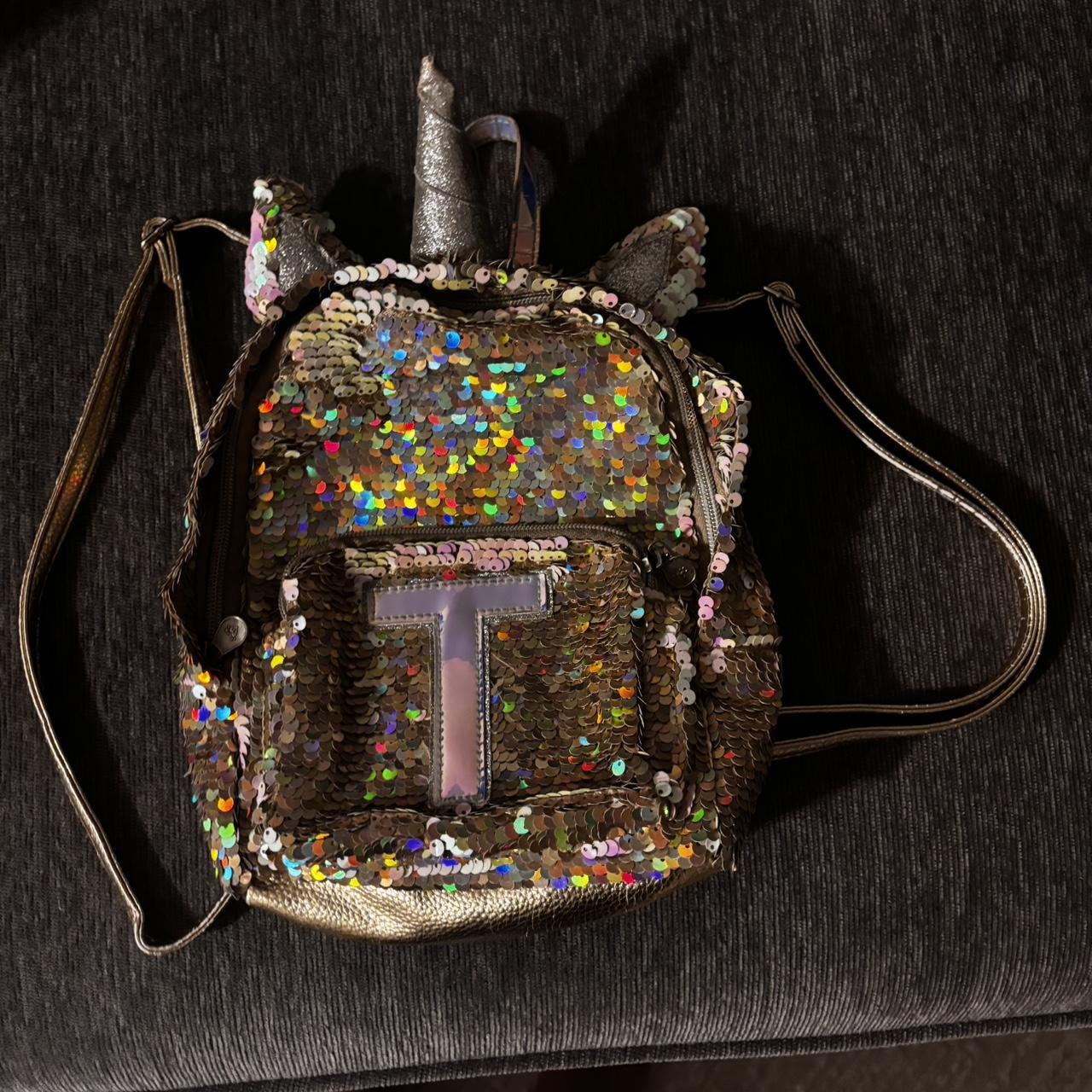 justice "T" mini backpack very small havent worn... - Depop