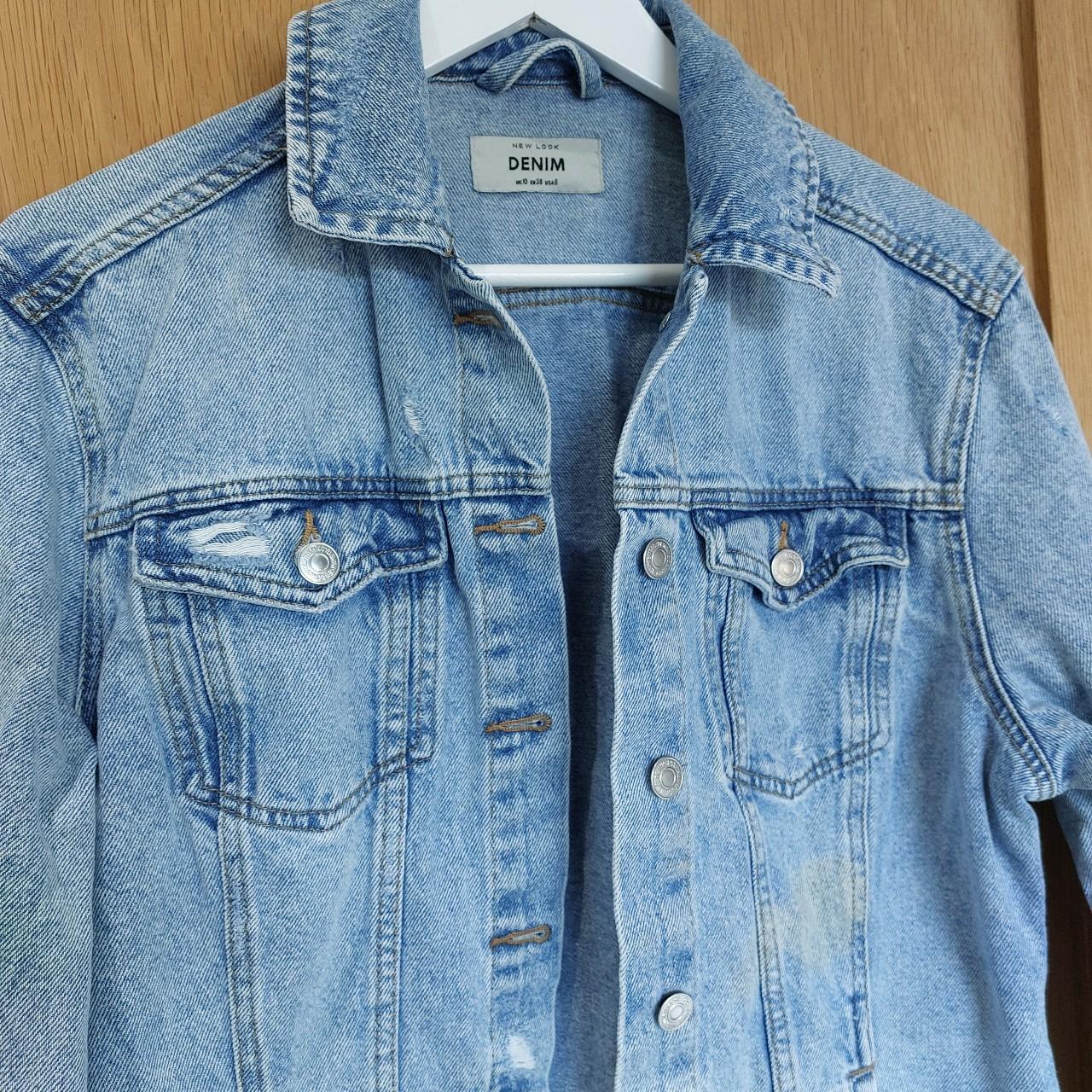 New Look distressed light blue denim jacket - great... | Depop