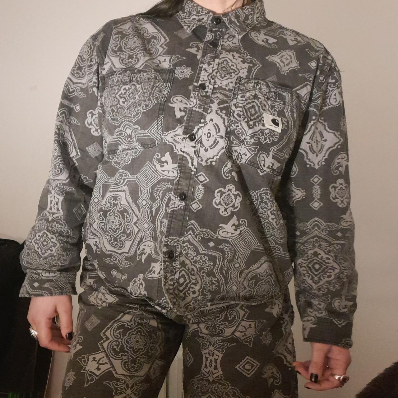 Carhartt WIP *rare* Grey Paisley workshirt heavy... - Depop