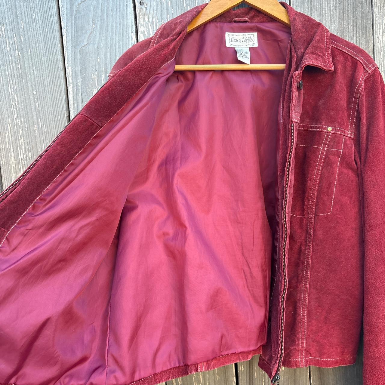 Live A Little Y2K Suede Leather Jacket • Red Zip-Up... | Depop