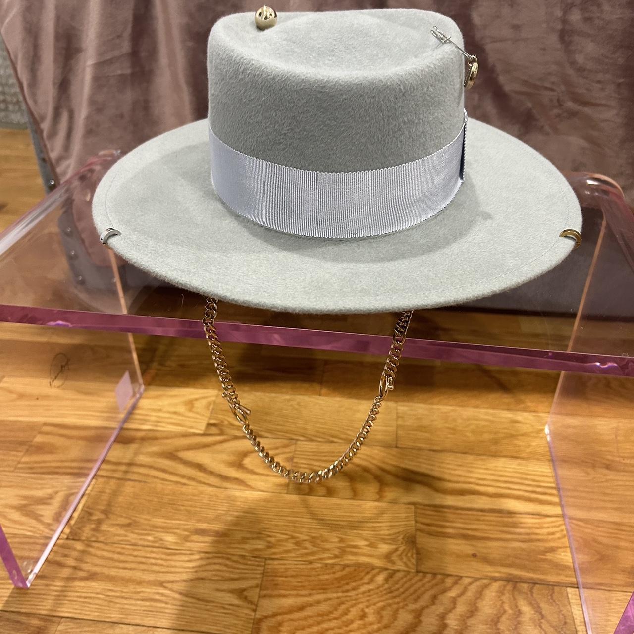 RUSLAN BAGINSKIY Piercing Grey Felt Canotier... | Depop