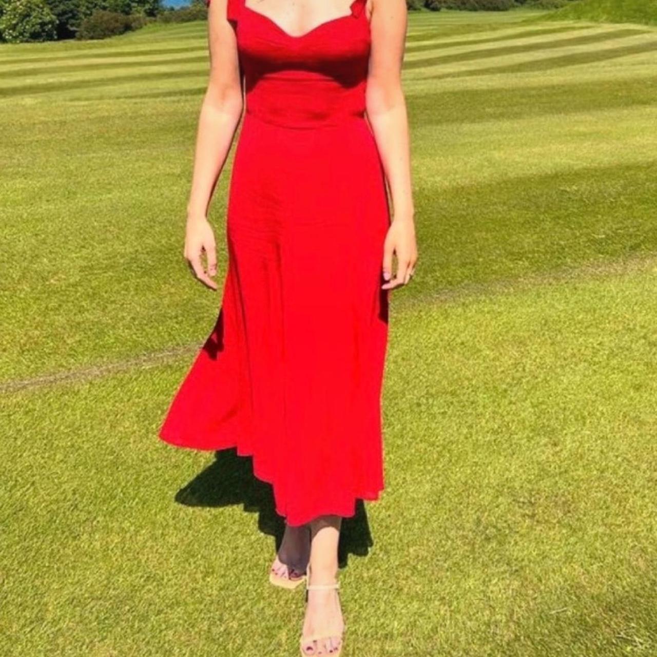 Beautiful Reformation Nadira Dress in Cherry Red and... - Depop