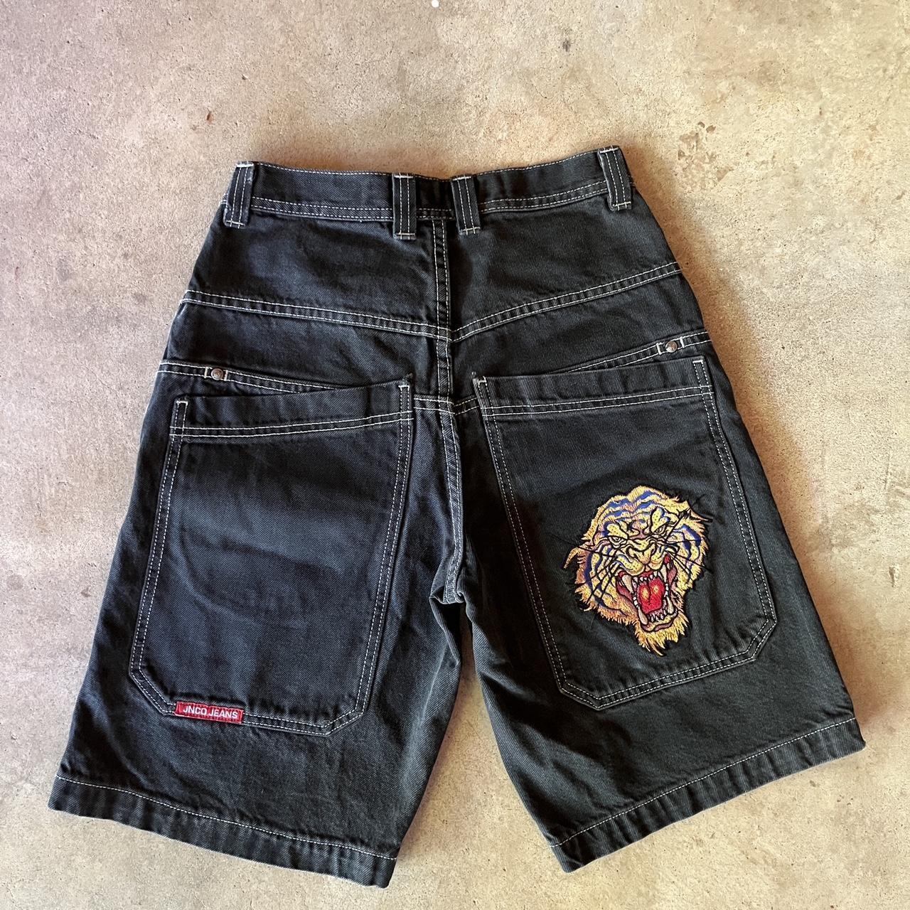 Rare black jnco jorts Sick tiger patch 🔥🔥 FITS... | Depop